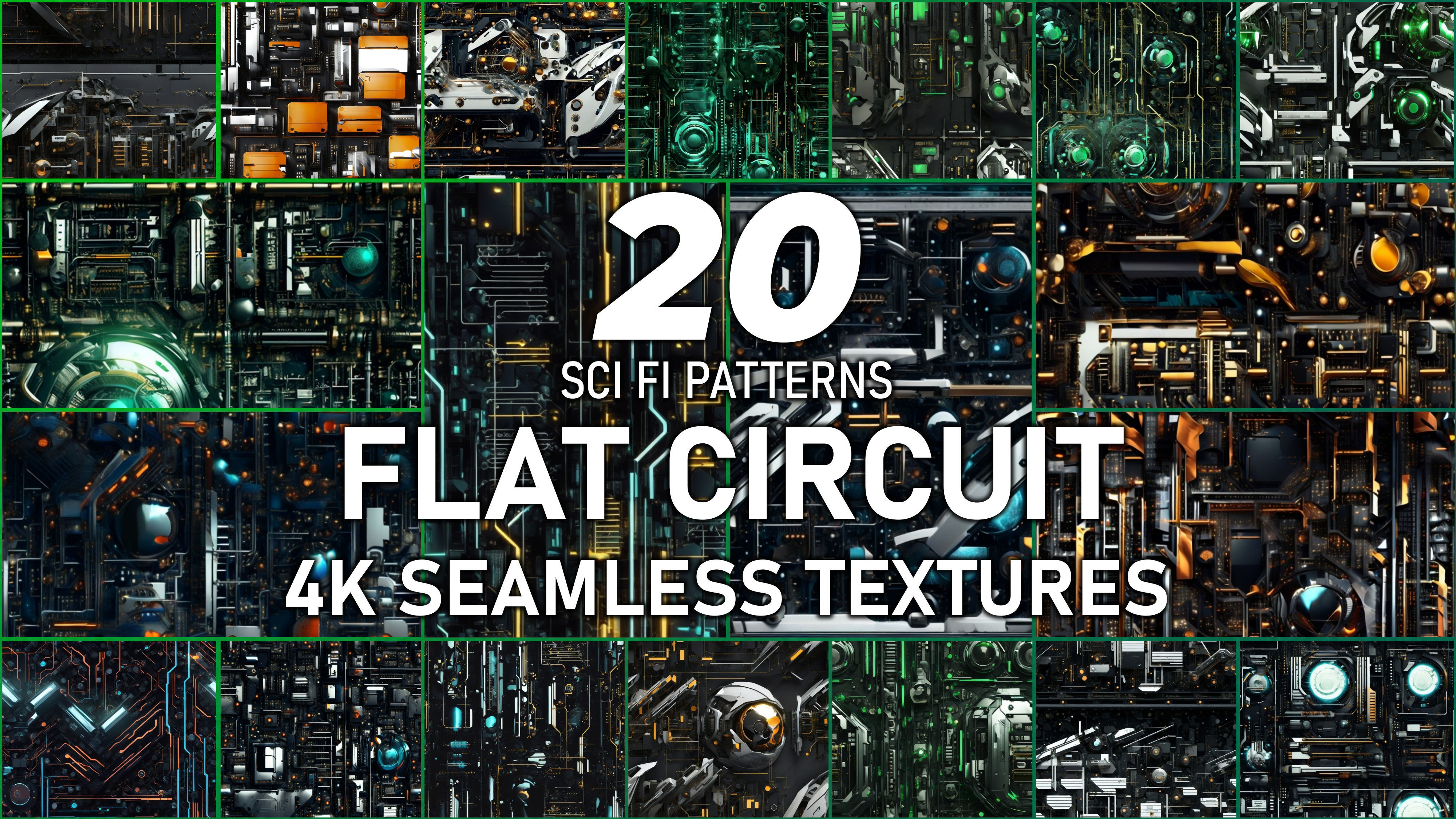 20 Seamless Sci-fi Patterns - Flat Circuit Texture Texture | CGTrader