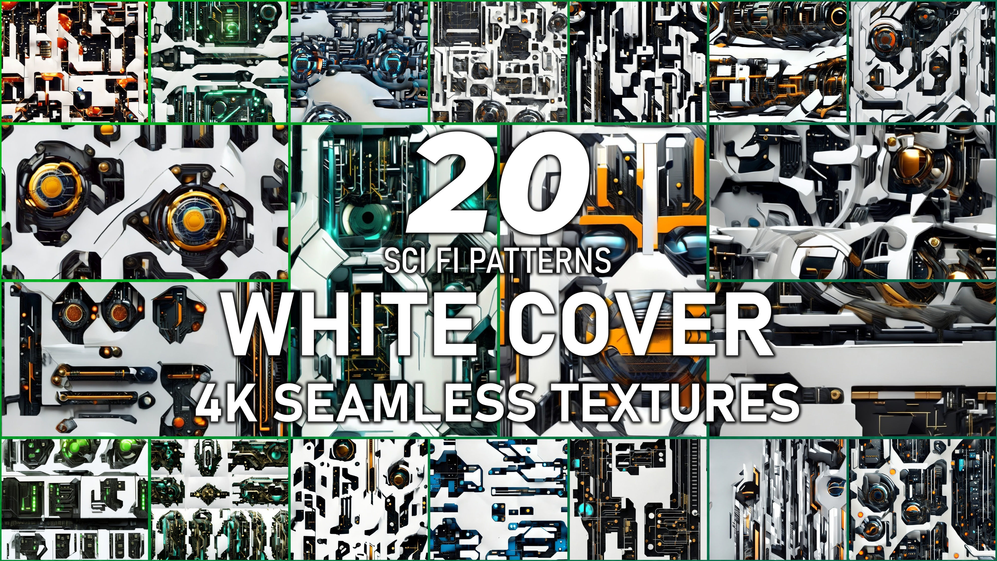 20 Seamless Sci-fi Patterns - White Cover Texture Texture | CGTrader