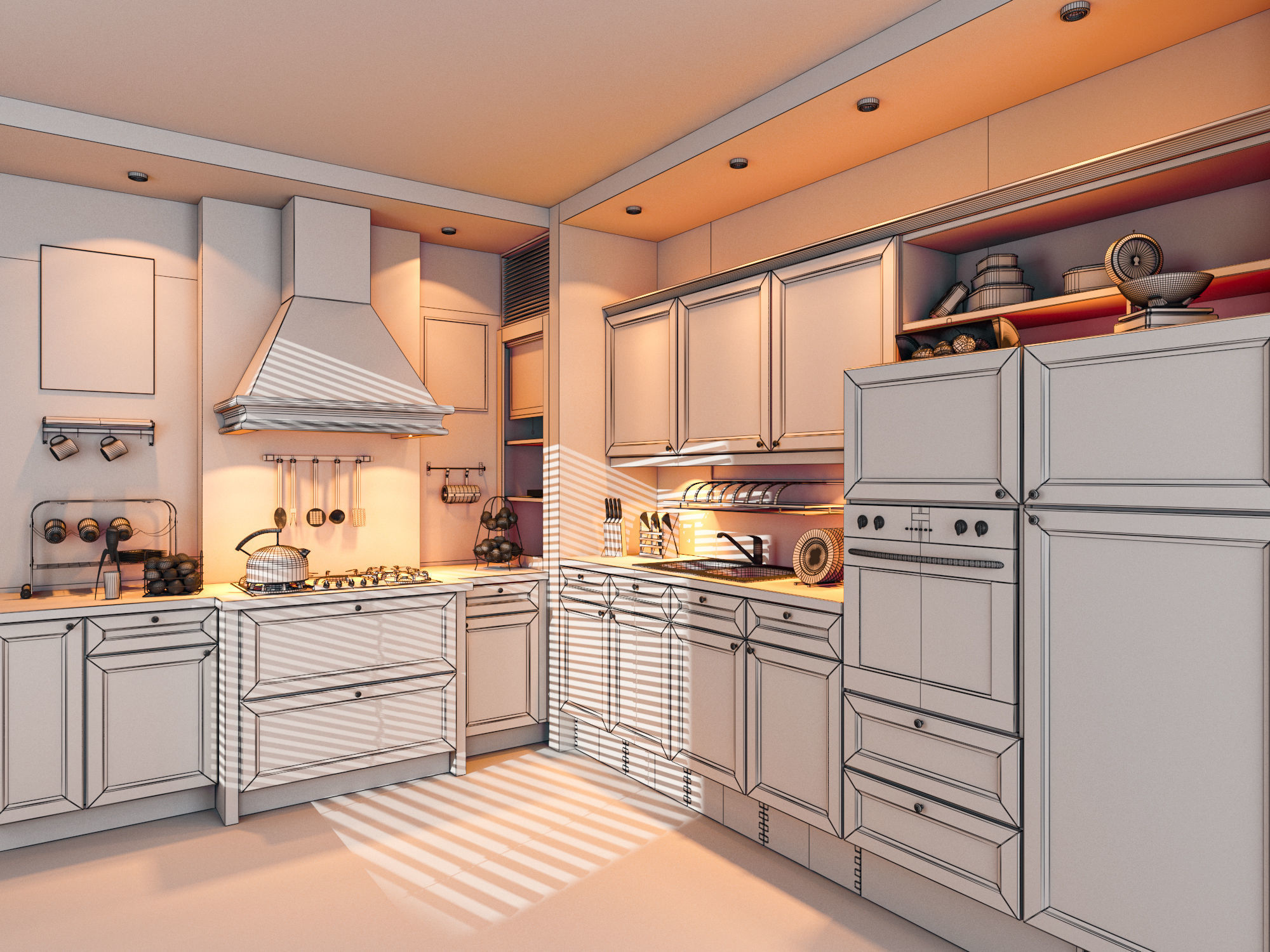 Modern Kitchen Interior Rendering 01 free 3D model | CGTrader