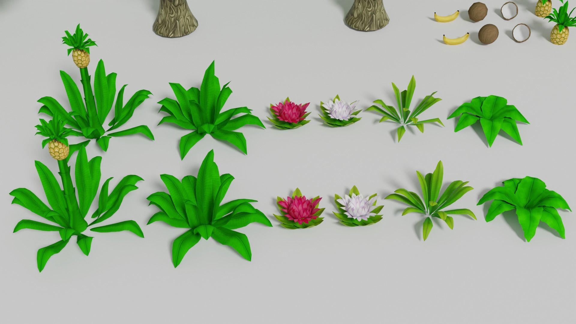 Stylized Tropical Foliage Pack free VR / AR / low-poly 3D model | CGTrader