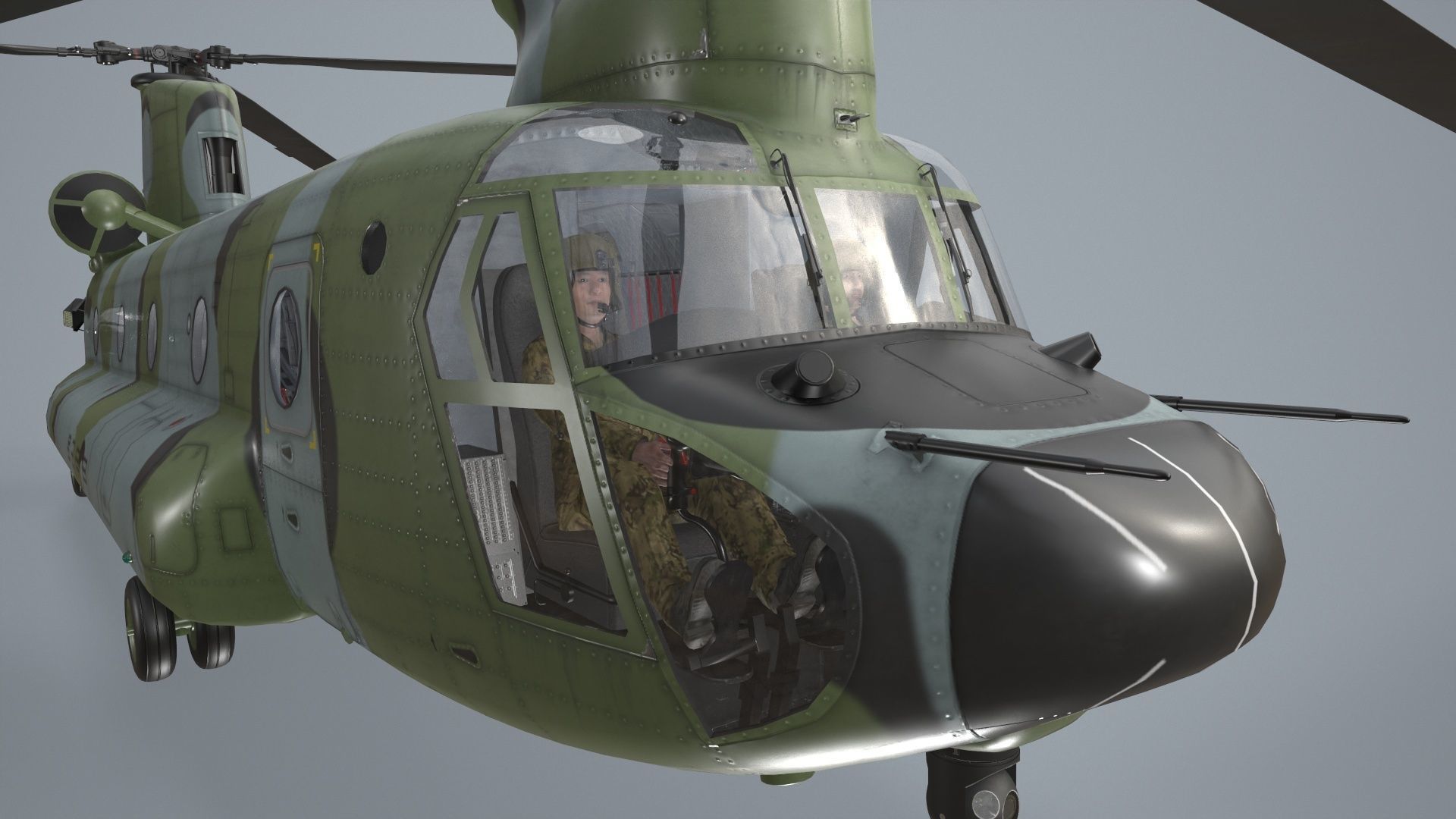 3D model CH-47 Chinook Korean Army Complex Animation VR / AR / low-poly ...