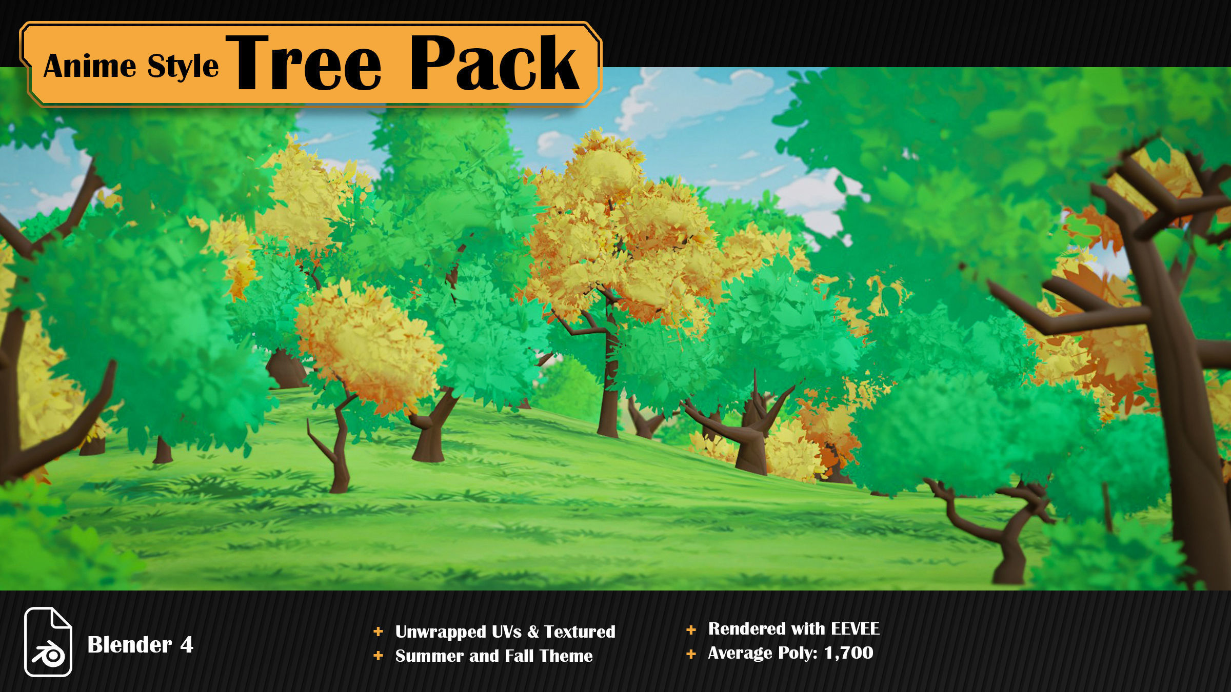 3D model Anime Style Tree Pack VR / AR / low-poly | CGTrader