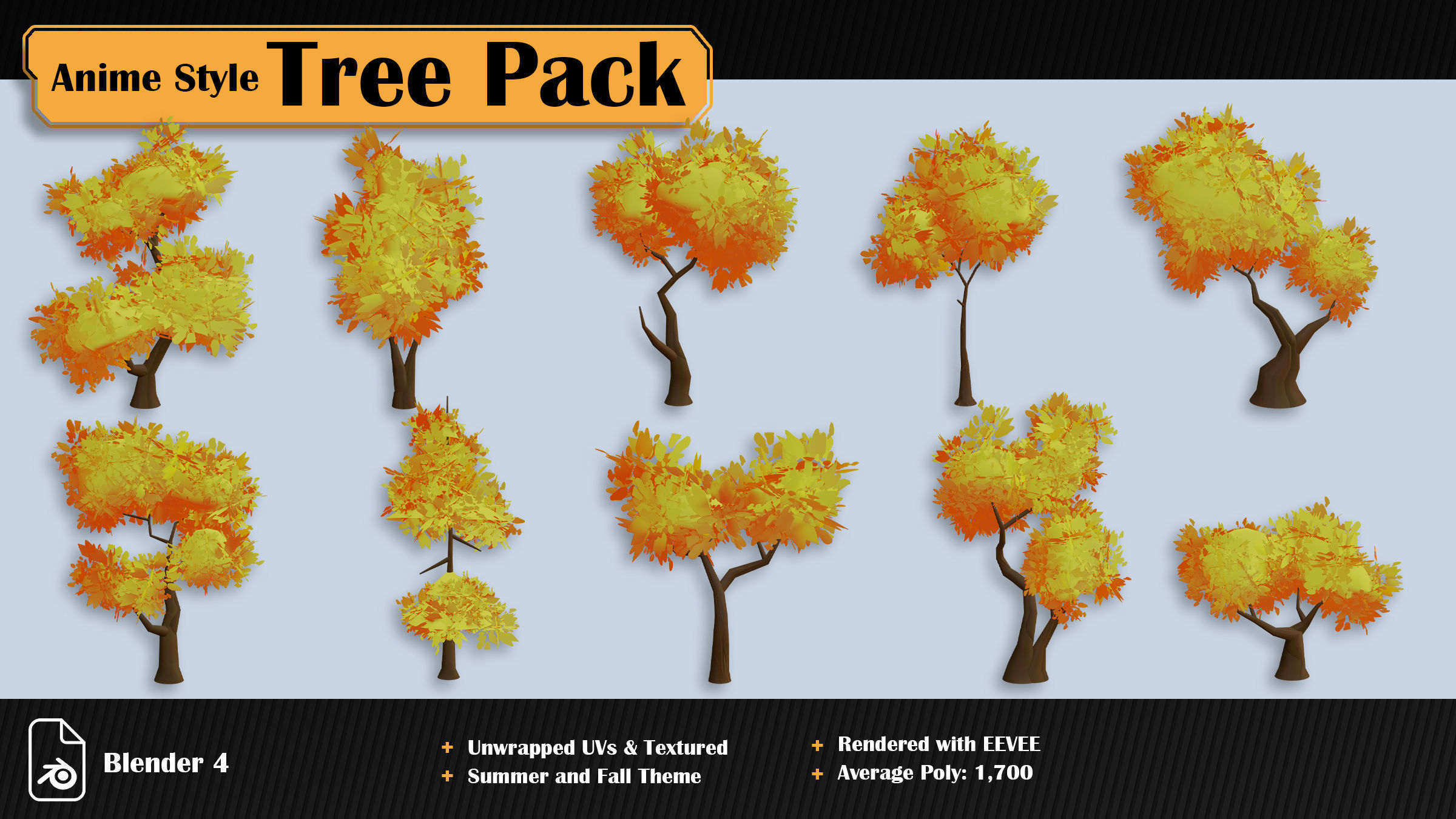 3D model Anime Style Tree Pack VR / AR / low-poly | CGTrader