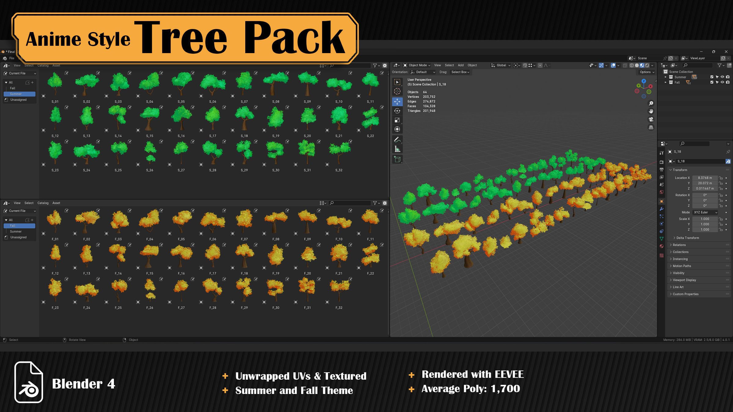 3D model Anime Style Tree Pack VR / AR / low-poly | CGTrader