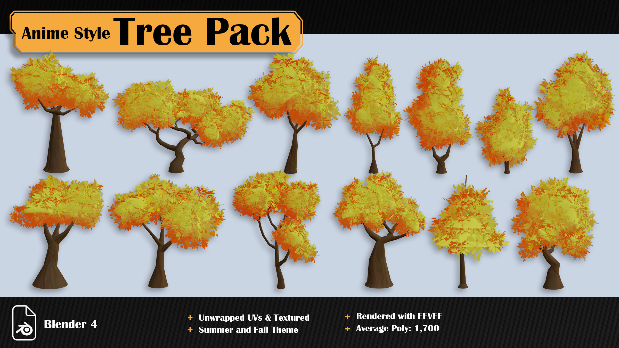 3D model Anime Style Tree Pack VR / AR / low-poly | CGTrader