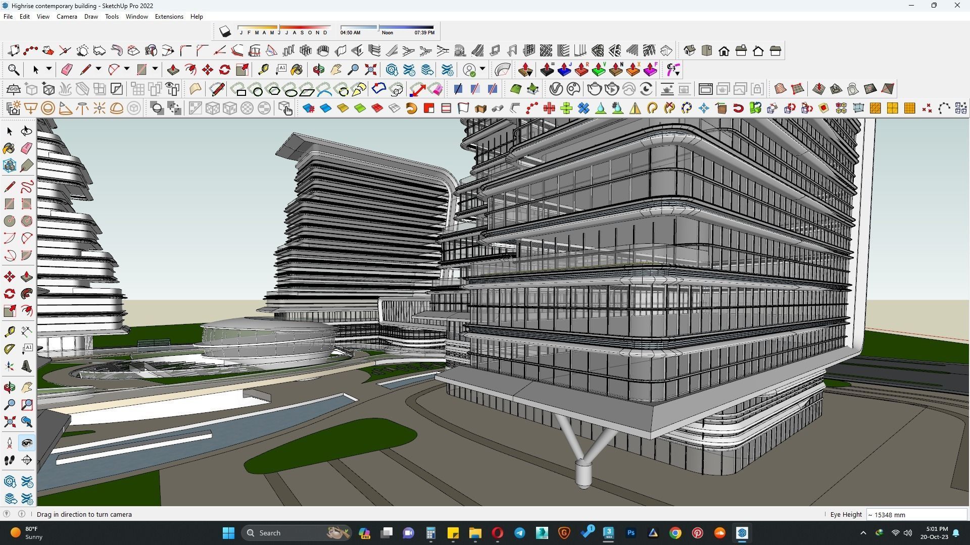 Contemporary highrise building facade 3D model | CGTrader