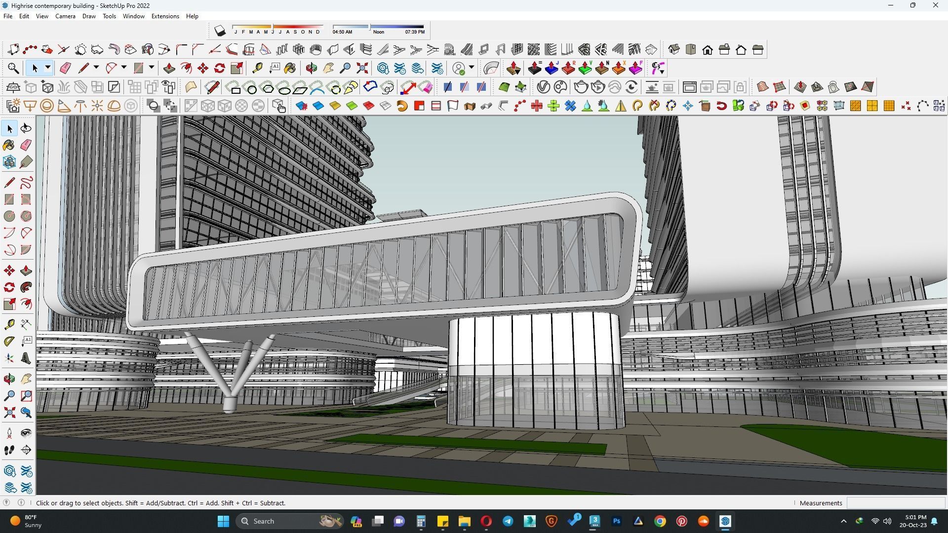 Contemporary highrise building facade 3D model | CGTrader