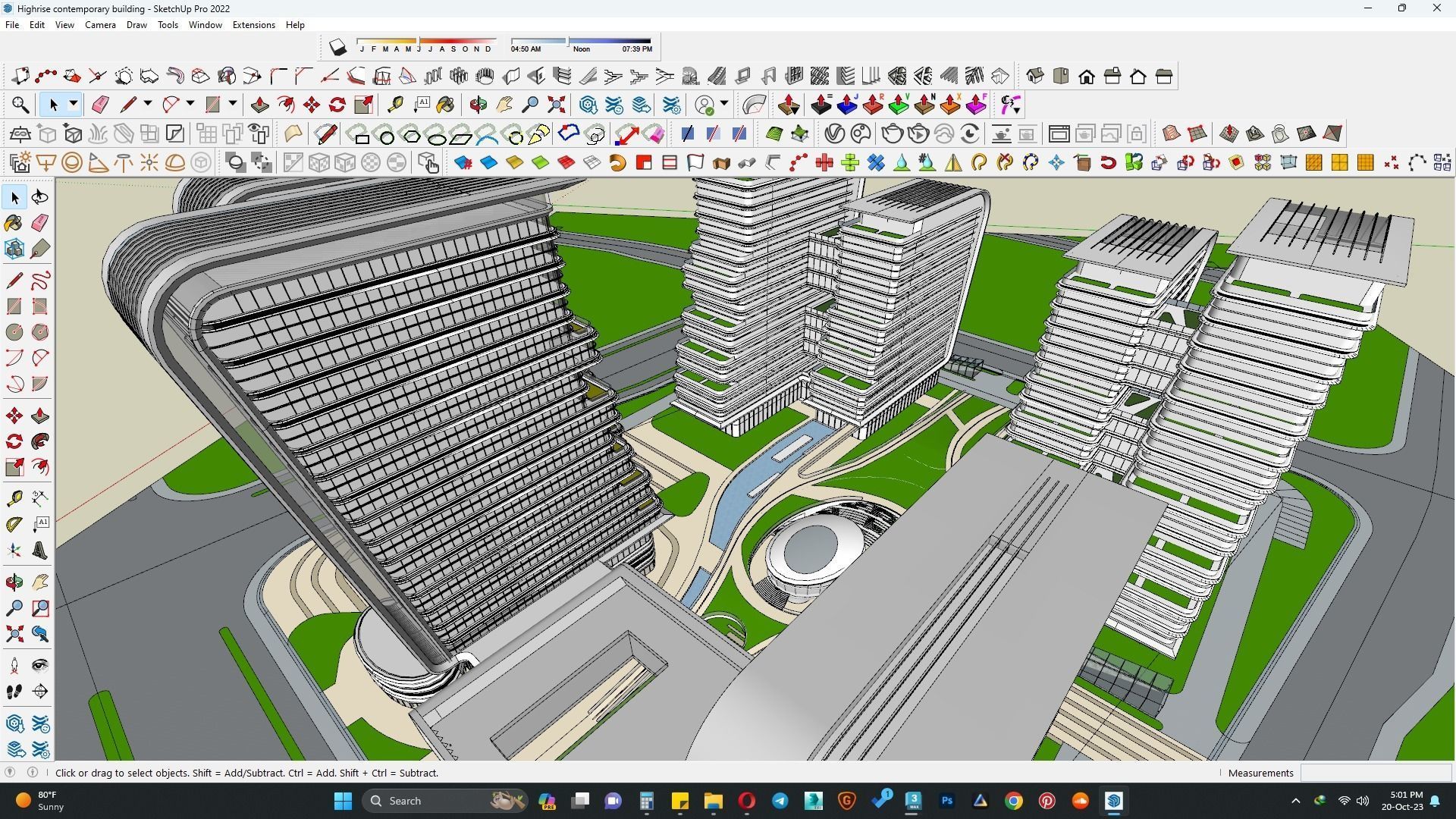 Contemporary highrise building facade 3D model | CGTrader
