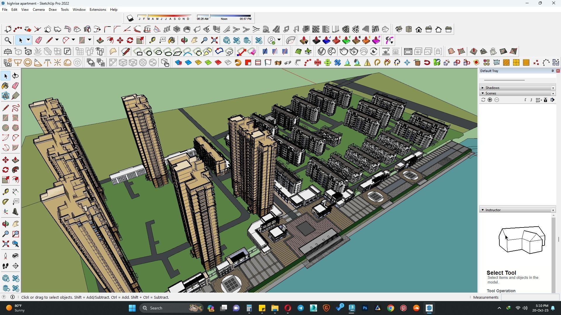 Apartment building cluster along row houses 3D model | CGTrader