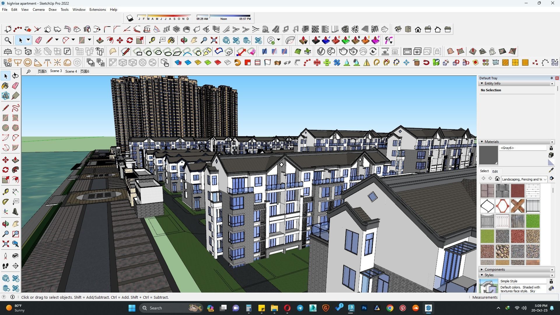 Apartment building cluster along row houses 3D model | CGTrader
