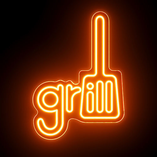 Grill Neon Sign 3D model | CGTrader
