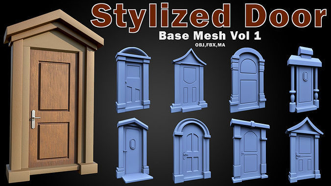 3D model Stylized Door Base Mesh Vol 1 VR / AR / low-poly | CGTrader