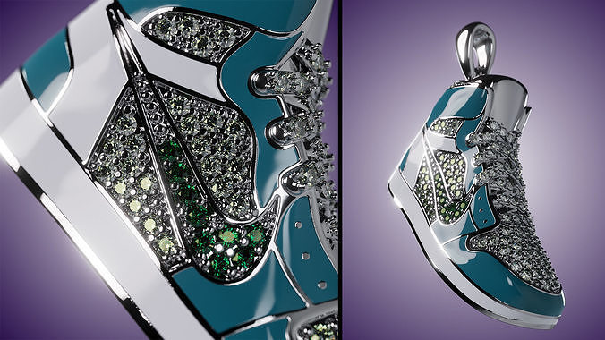 Sneaker Pendant with glass and gems 3D model 3D printable | CGTrader
