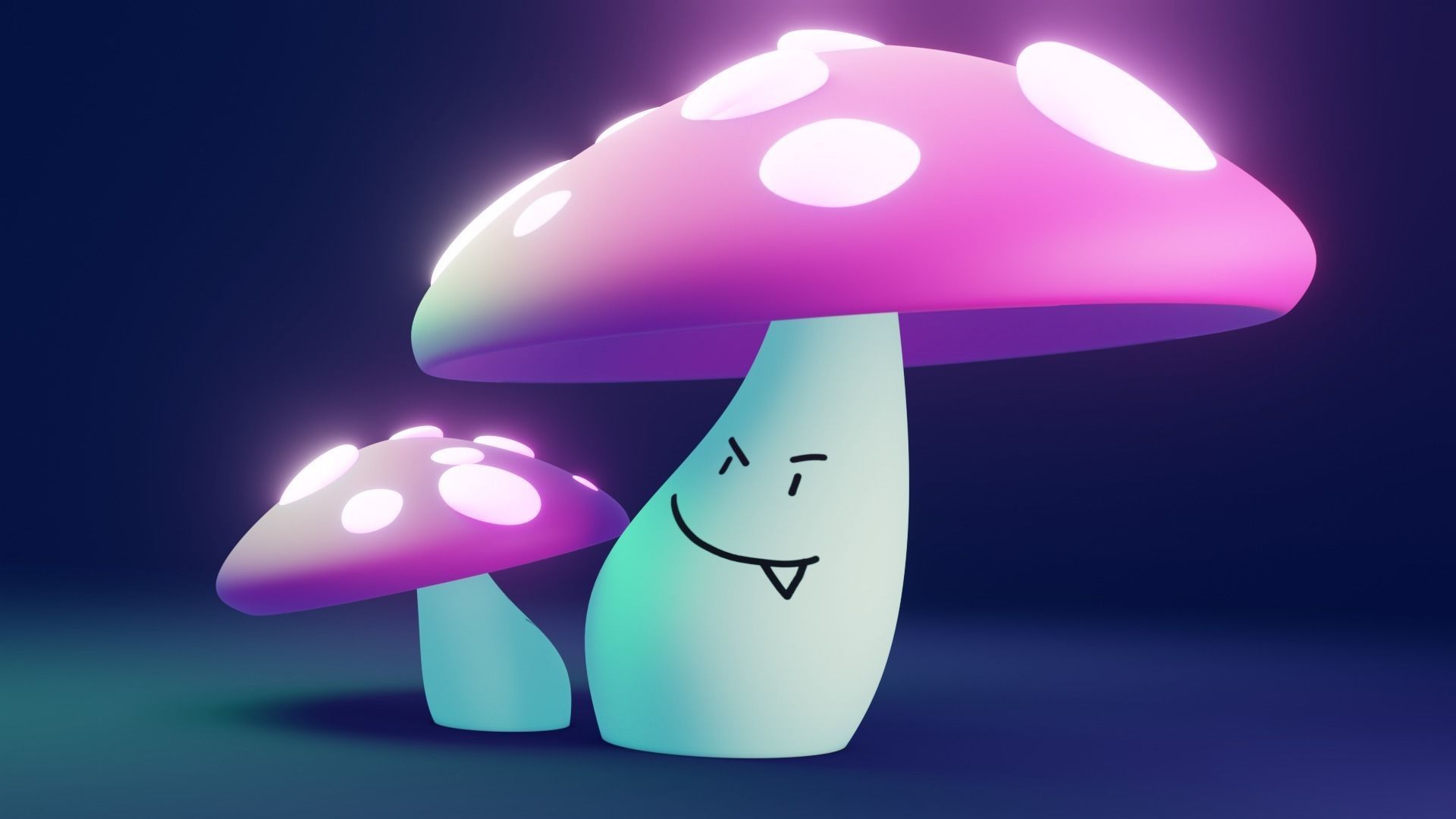 Mushrooms With Face 3D model | CGTrader