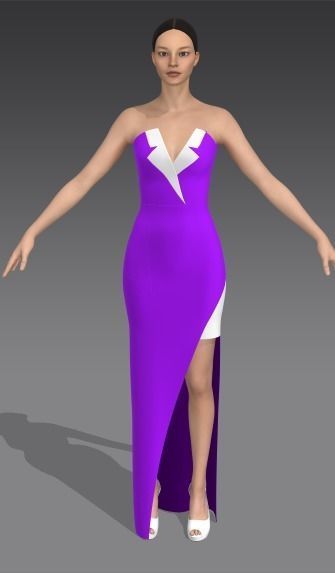 3D model Dress heart shaped collar neckline VR / AR / low-poly | CGTrader