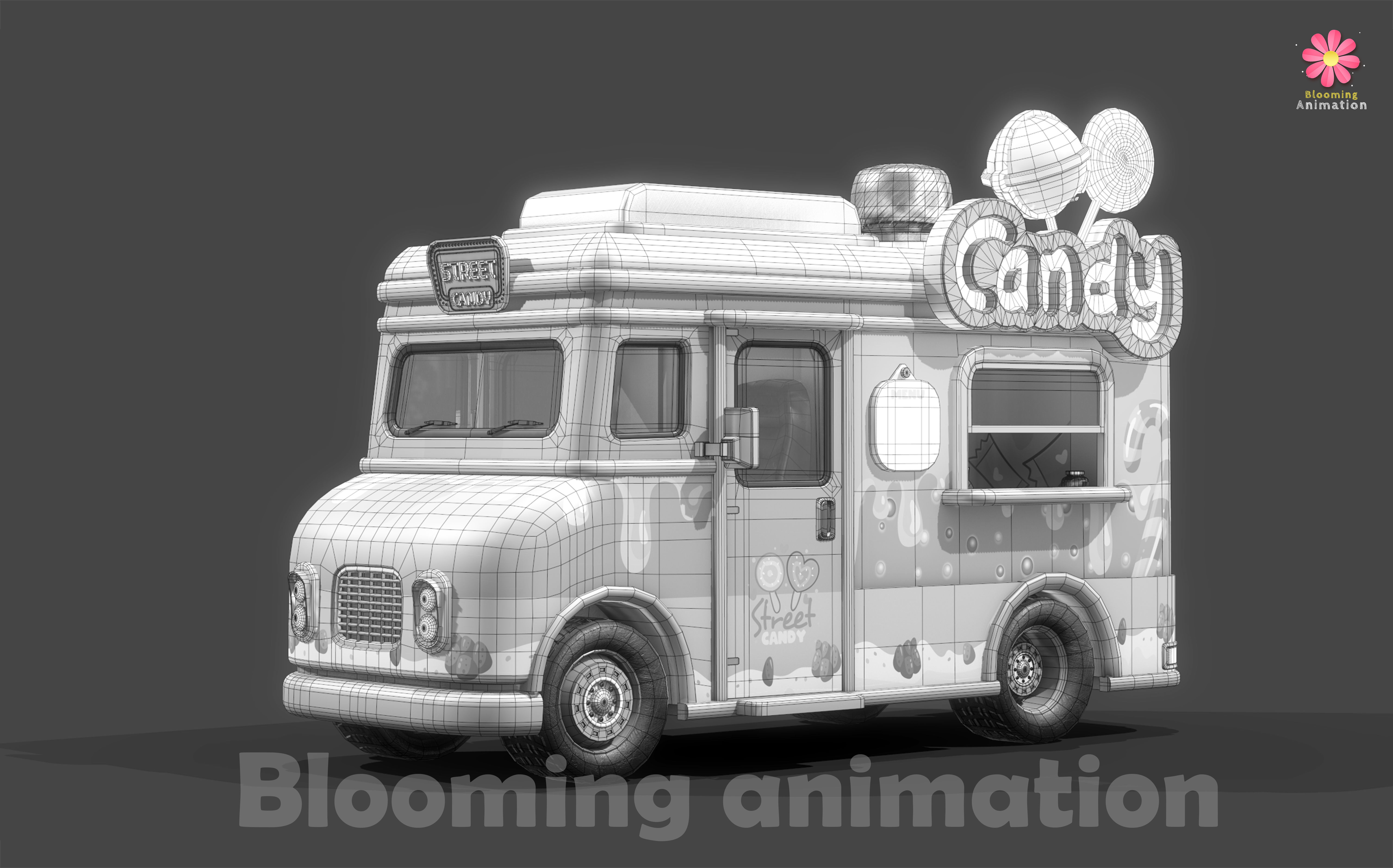 3D model Game Ready Candy Truck with PBR textures VR / AR / low-poly ...