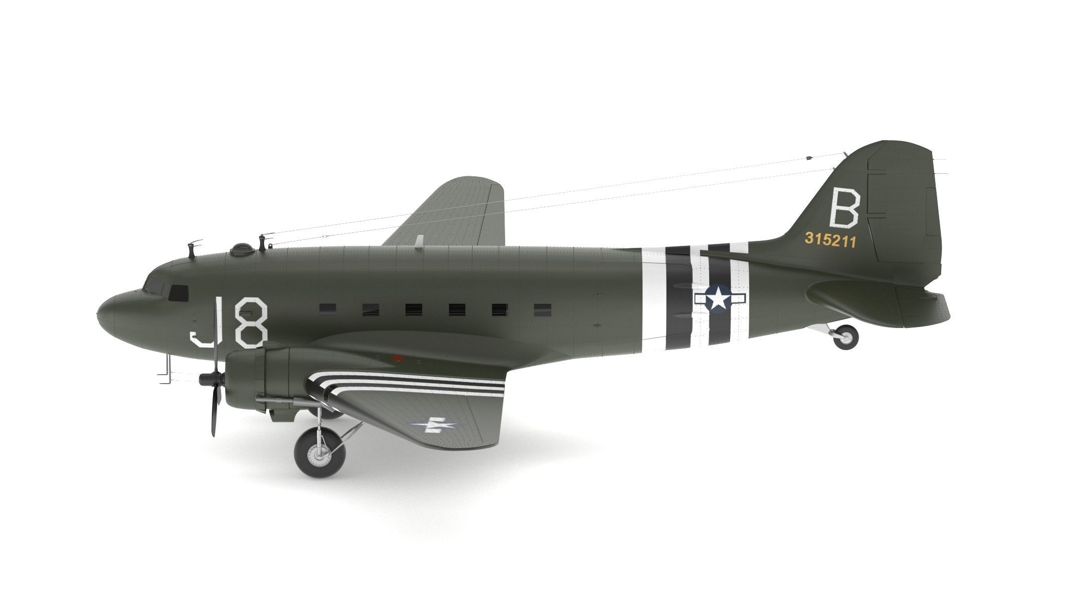 Douglas C-47 Skytrain Military Transport Aircraft 3D model | CGTrader