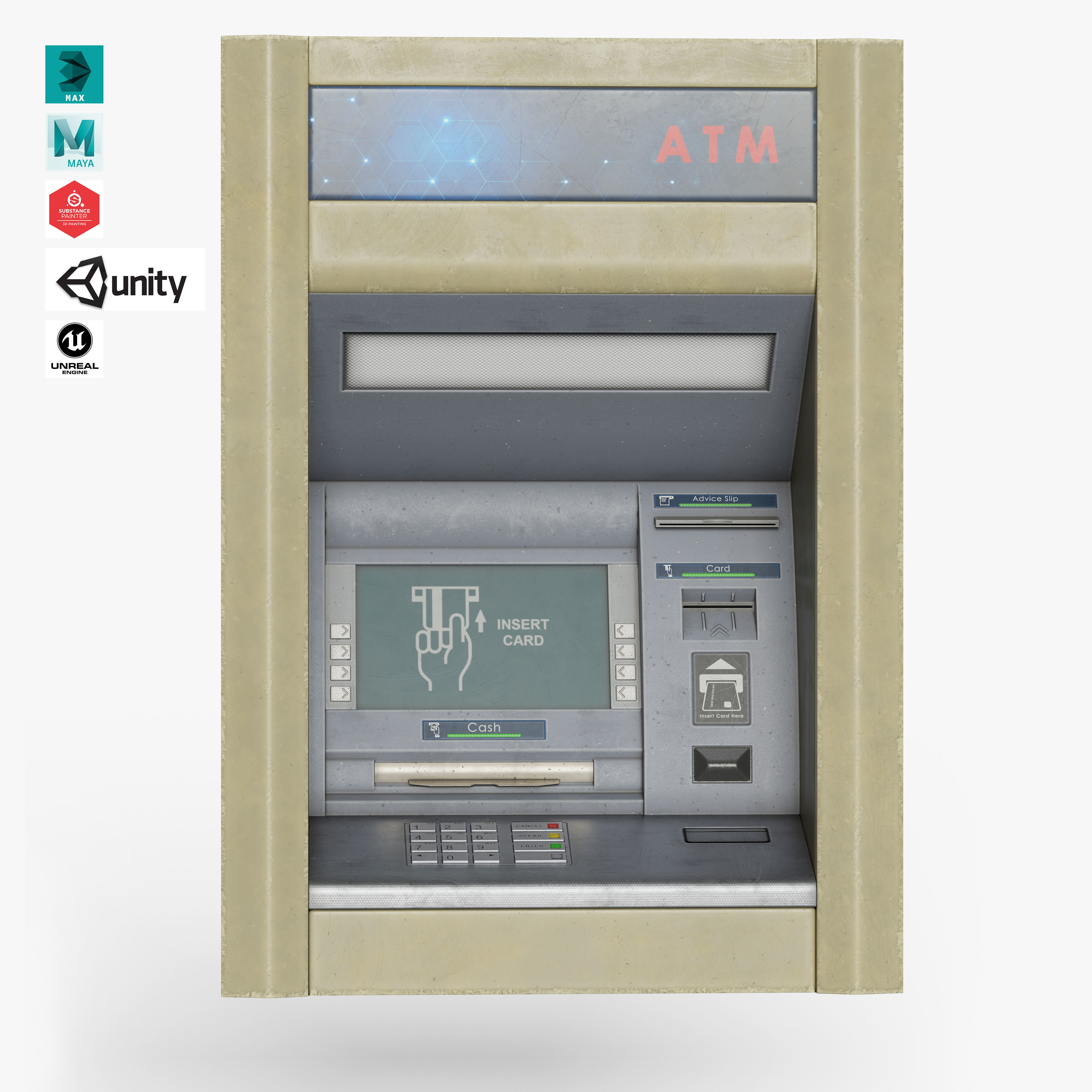 3D model ATM Wallmount VR / AR / low-poly | CGTrader