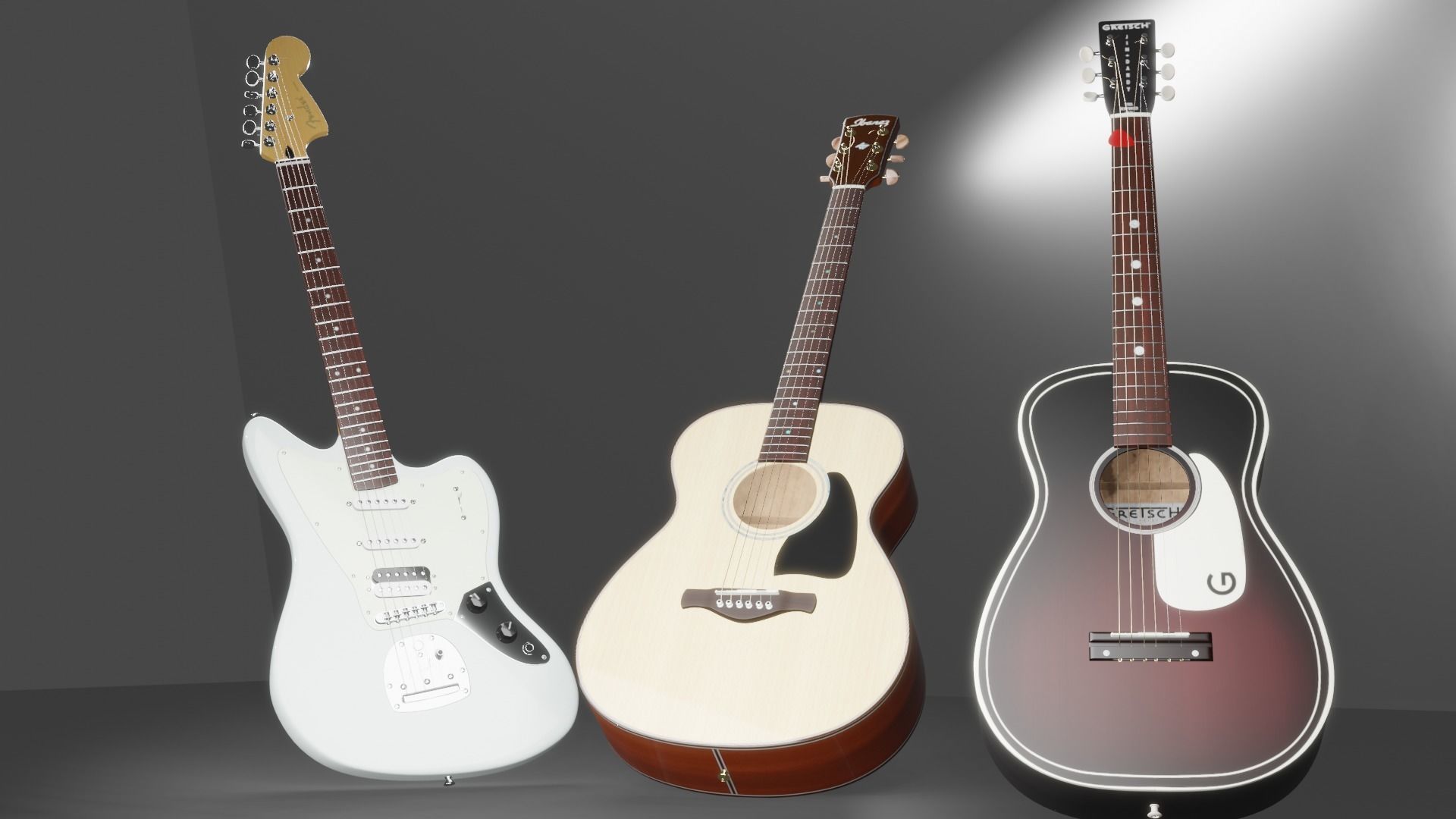 3D model 3 Low-Poly Stylized Electric Guitars - Pack VR / AR / low-poly ...