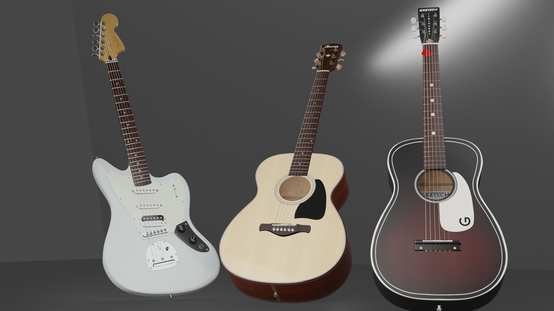 3D model 3 Low-Poly Stylized Electric Guitars - Pack VR / AR / low-poly ...