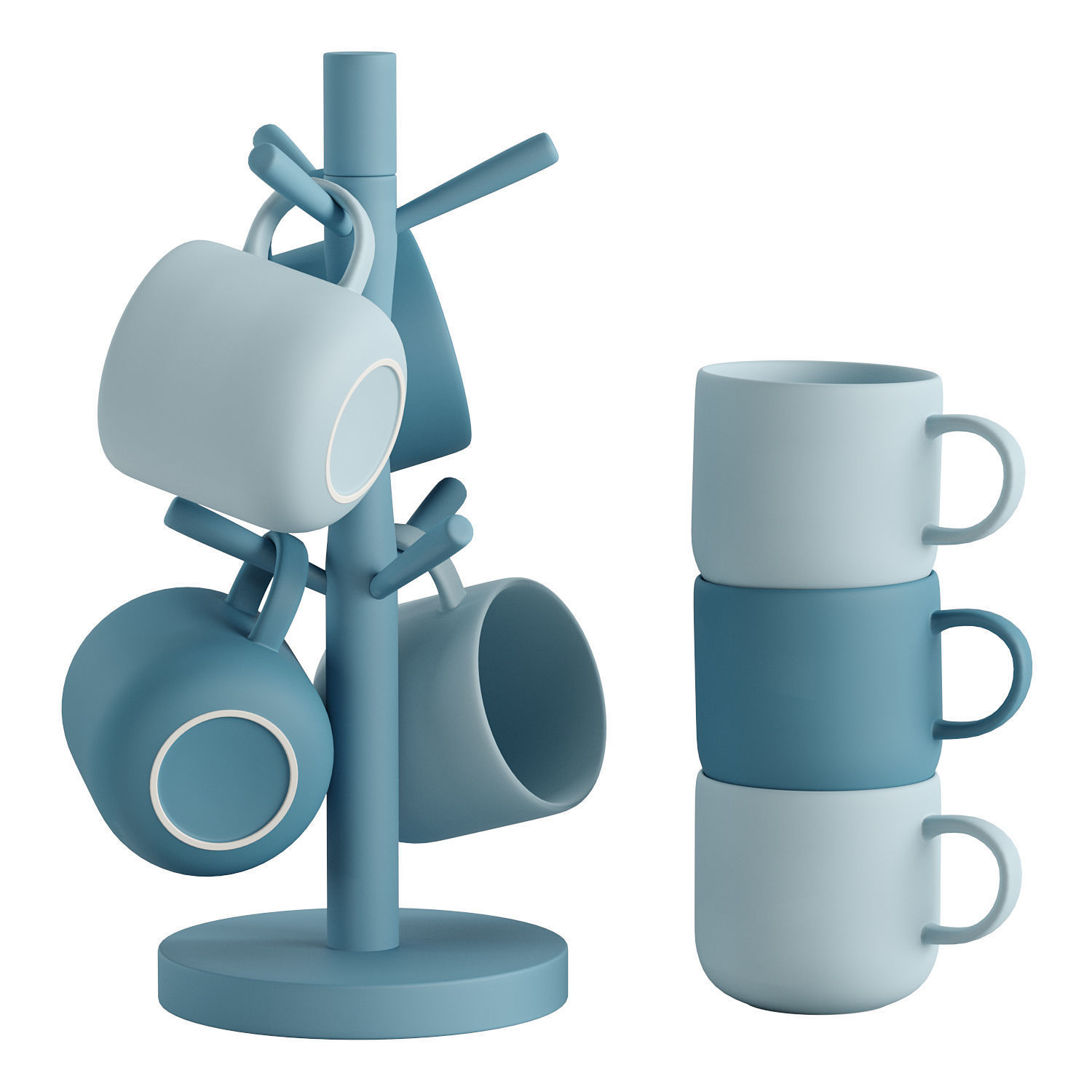 Morandi Blue Tea Set 3D model | CGTrader