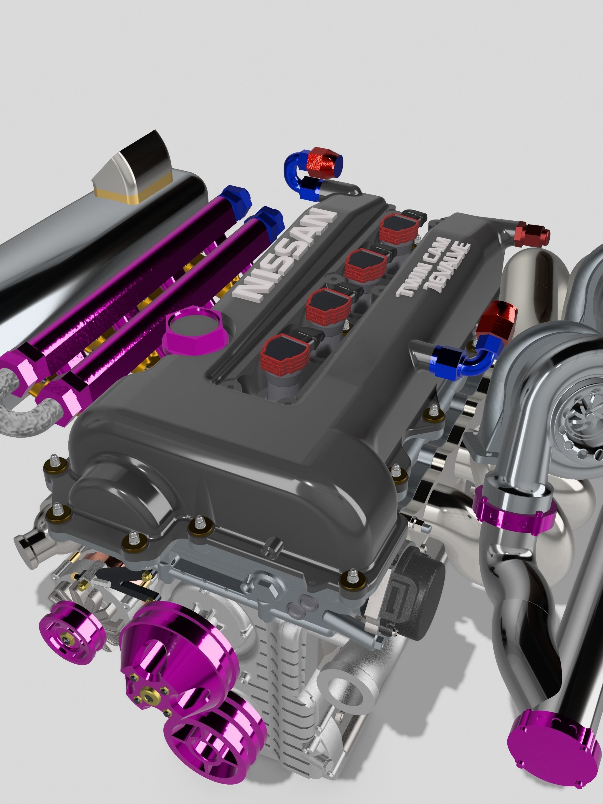 SR20 Engine x3 combos ITB Turbo Twin Turbo 3D model 3D printable | CGTrader