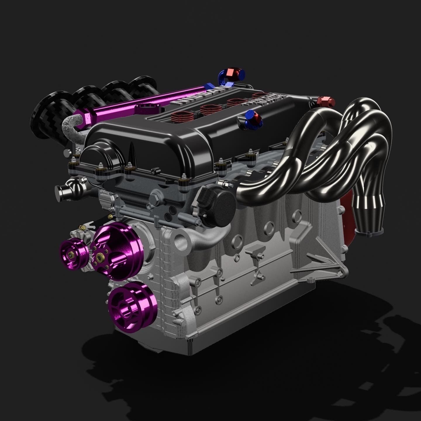 SR20 Engine x3 combos ITB Turbo Twin Turbo 3D model 3D printable | CGTrader