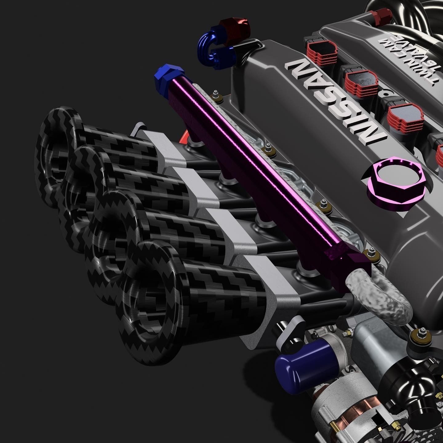 SR20 Engine x3 combos ITB Turbo Twin Turbo 3D model 3D printable | CGTrader