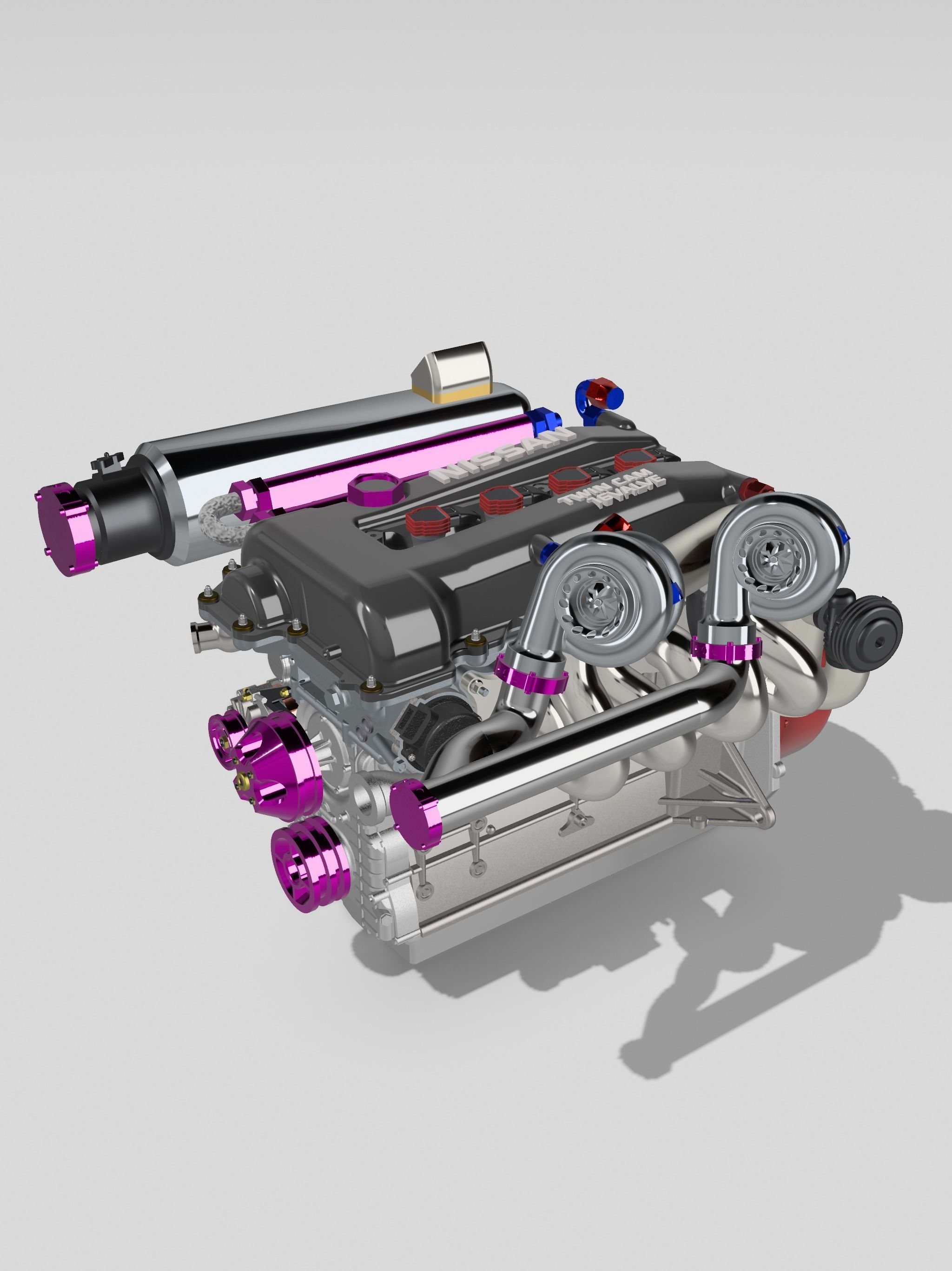 SR20 Engine x3 combos ITB Turbo Twin Turbo 3D model 3D printable | CGTrader