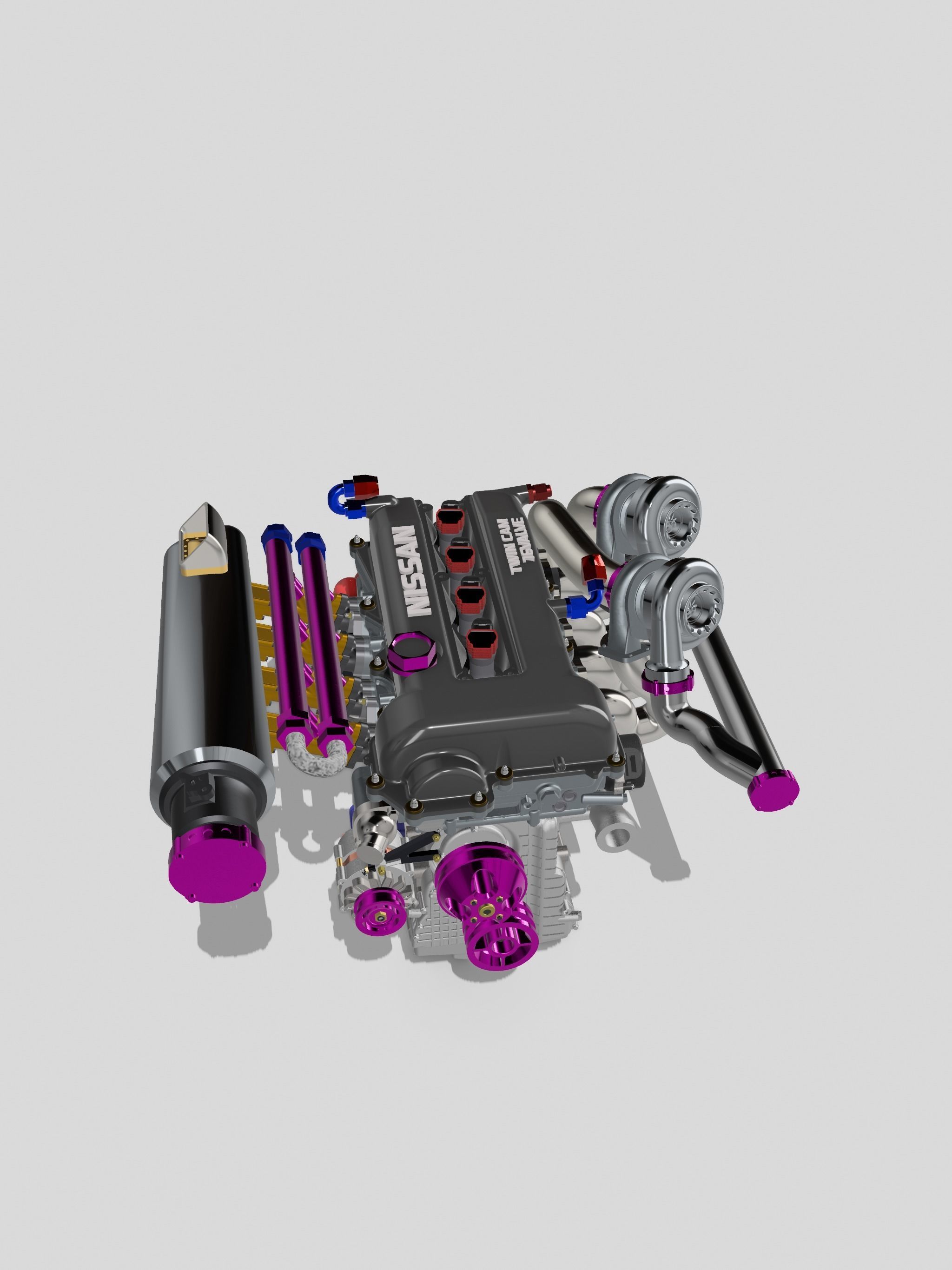 SR20 Engine x3 combos ITB Turbo Twin Turbo 3D model 3D printable | CGTrader