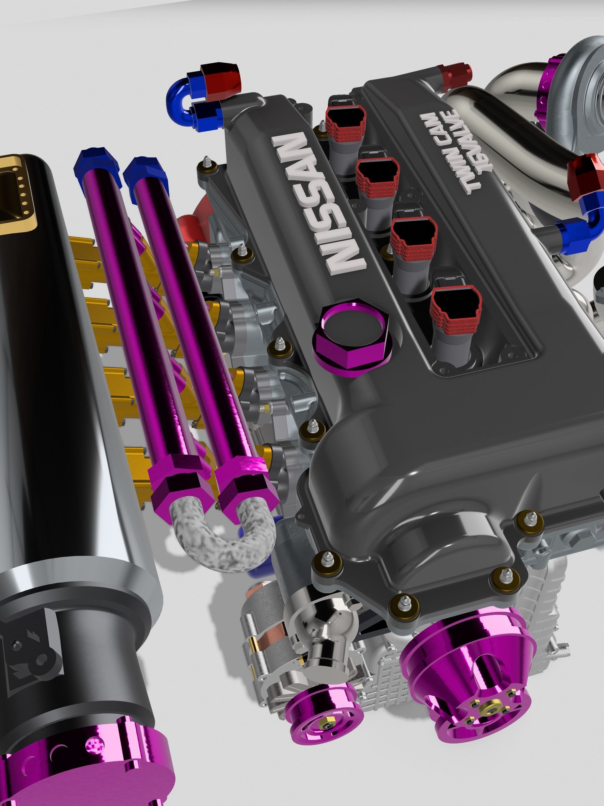 SR20 Engine x3 combos ITB Turbo Twin Turbo 3D model 3D printable | CGTrader