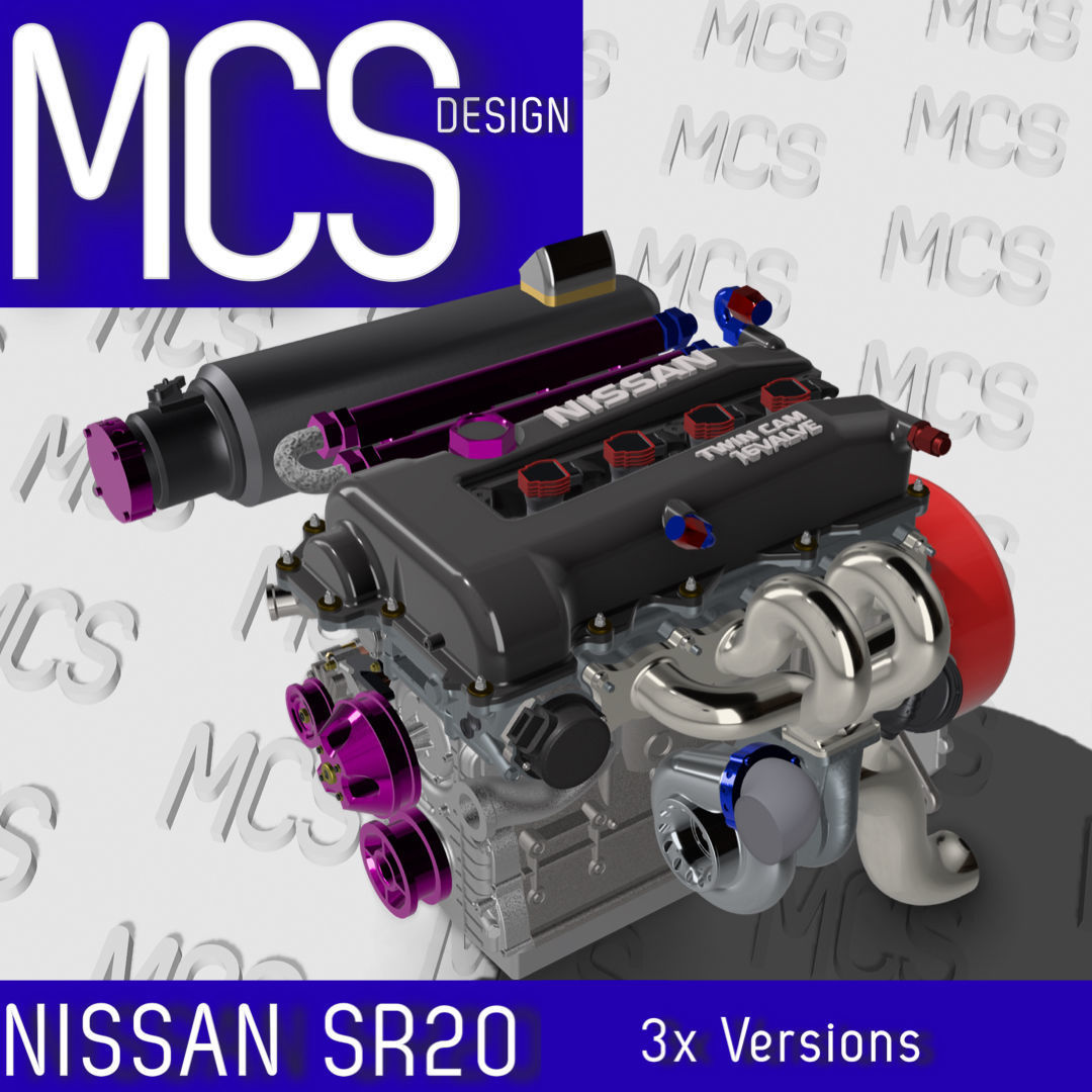 SR20 Engine x3 combos ITB Turbo Twin Turbo 3D model 3D printable | CGTrader