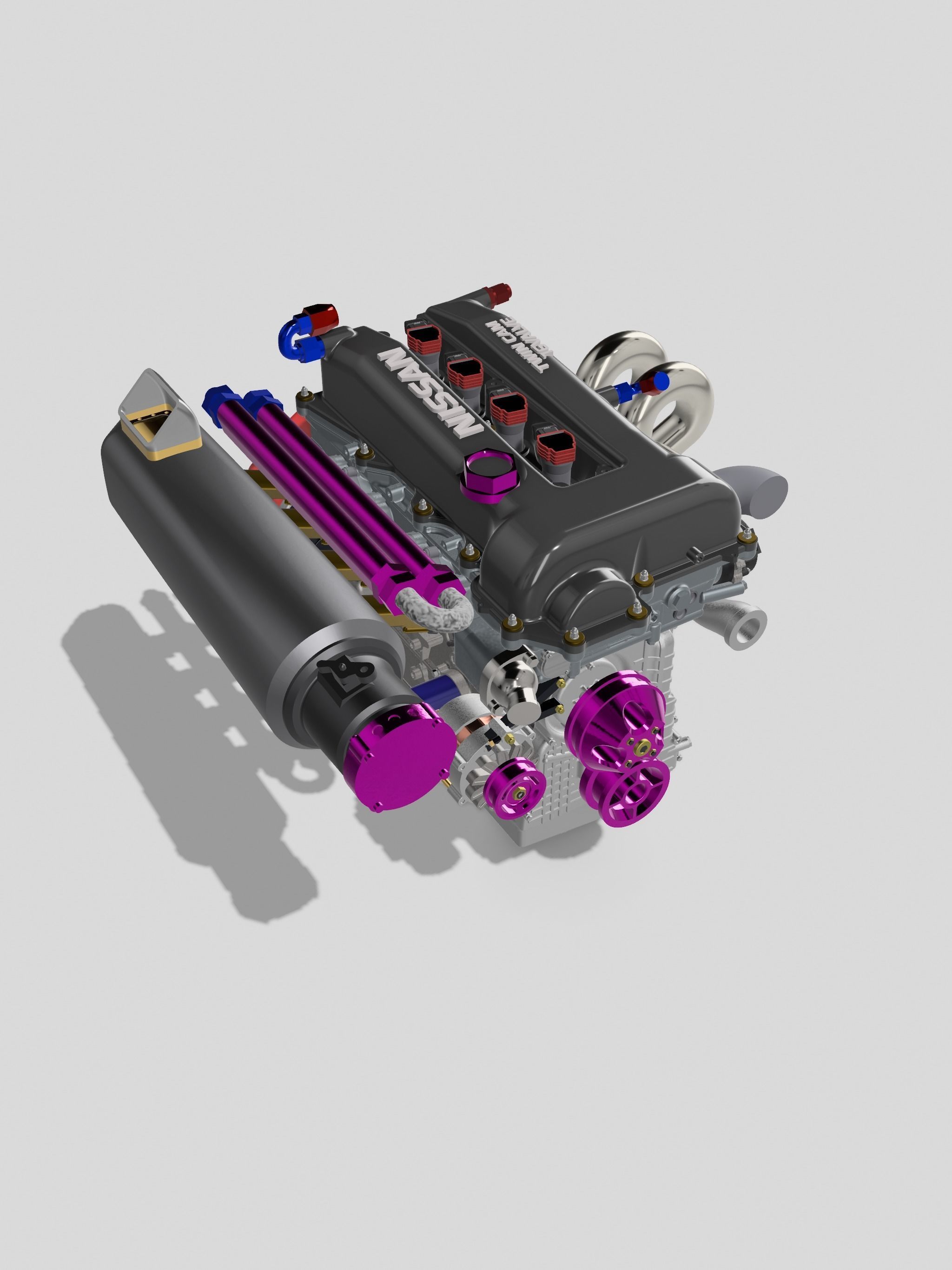 SR20 Engine x3 combos ITB Turbo Twin Turbo 3D model 3D printable | CGTrader