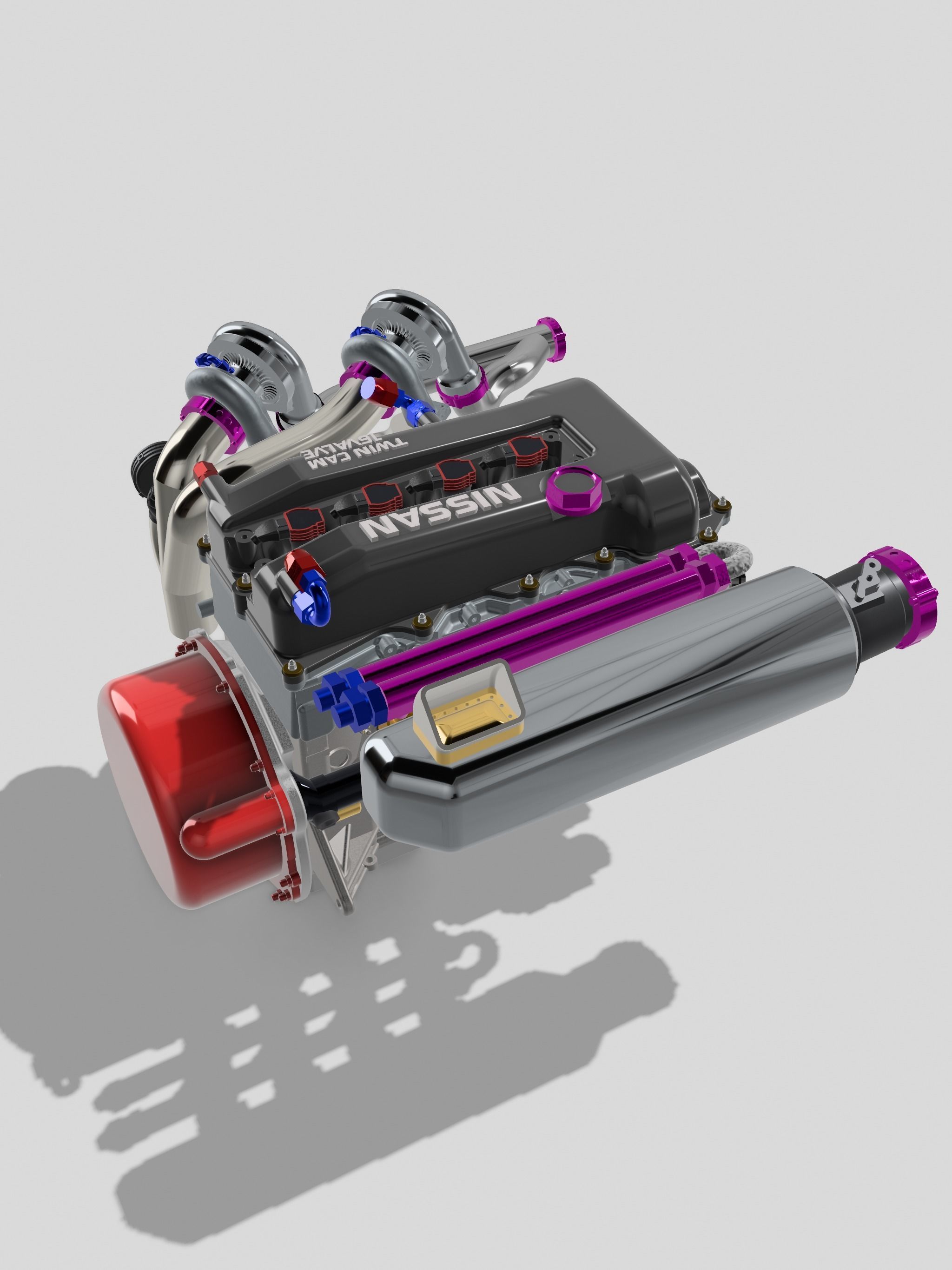 SR20 Engine x3 combos ITB Turbo Twin Turbo 3D model 3D printable | CGTrader