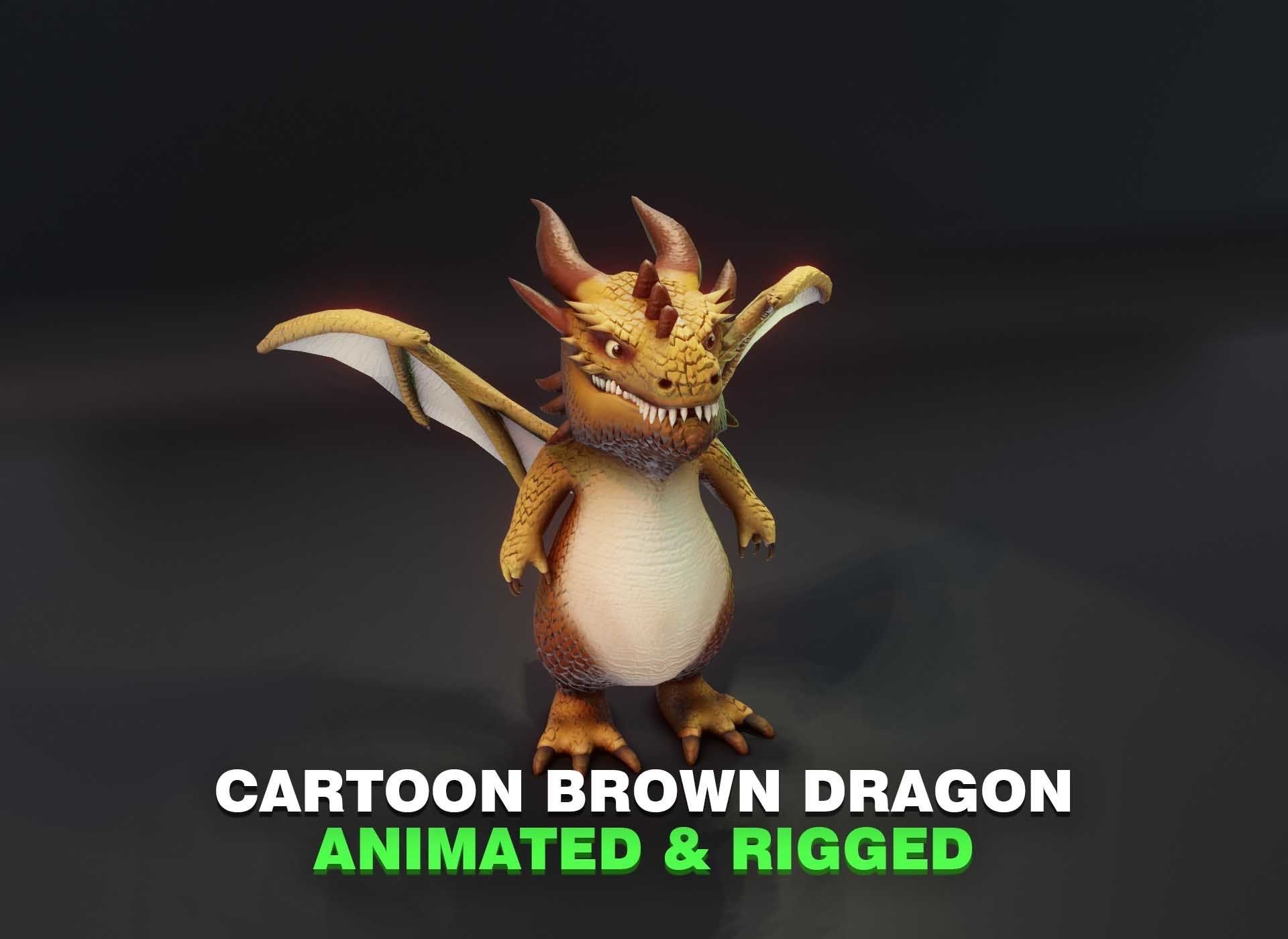 3D model Cartoon Brown Dragon Animated 3D Model VR / AR / low-poly ...