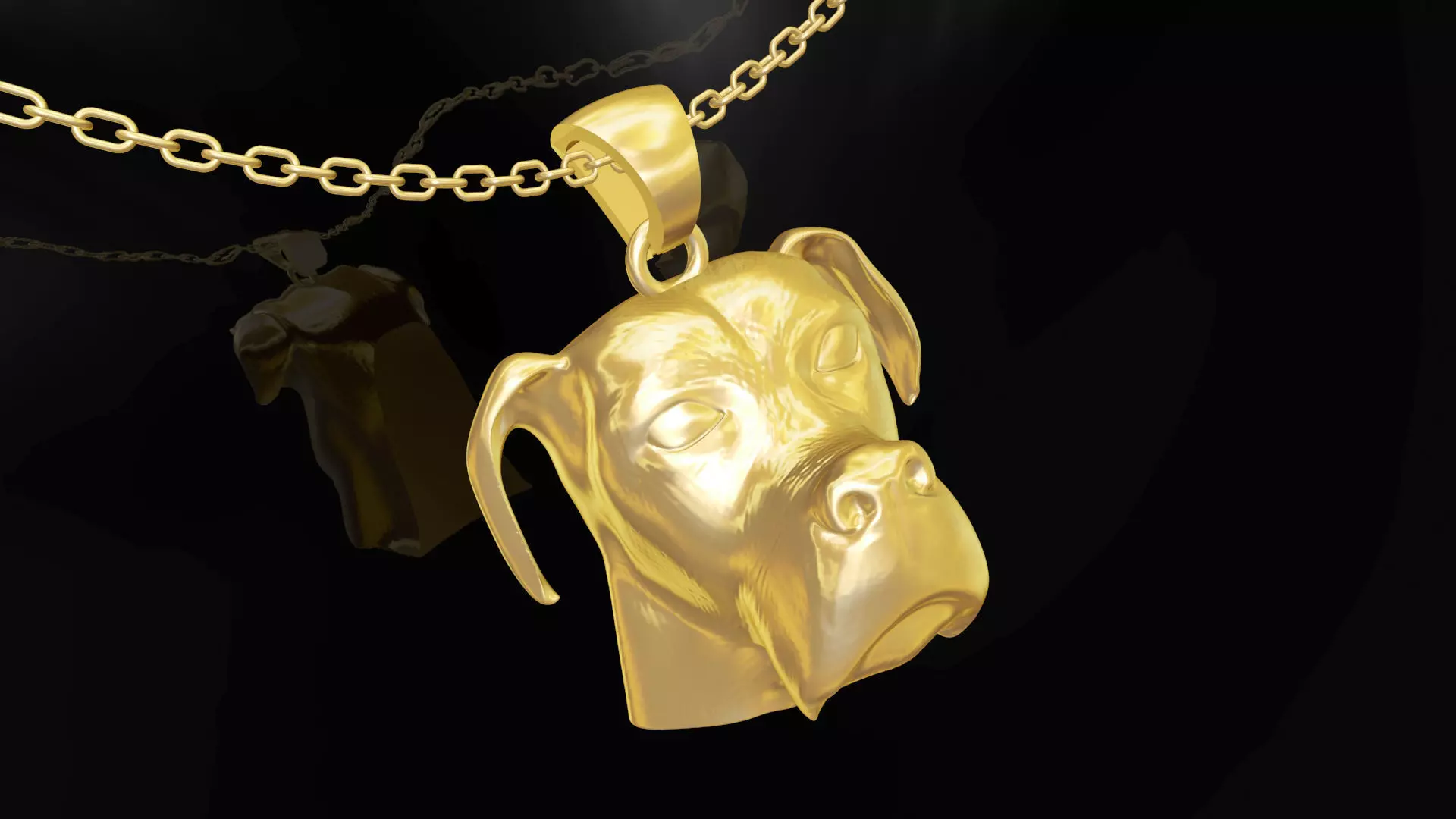 Head Boxer Dog gold pendant jewelry 3D model 3D printable | CGTrader