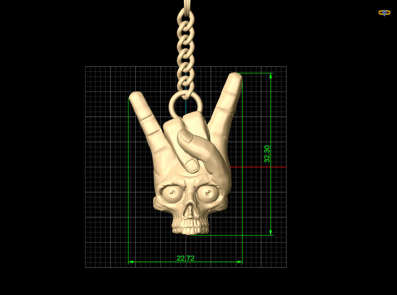 Devil horn hand skull key holder gold jewelry printable 3D 3D model 3D ...