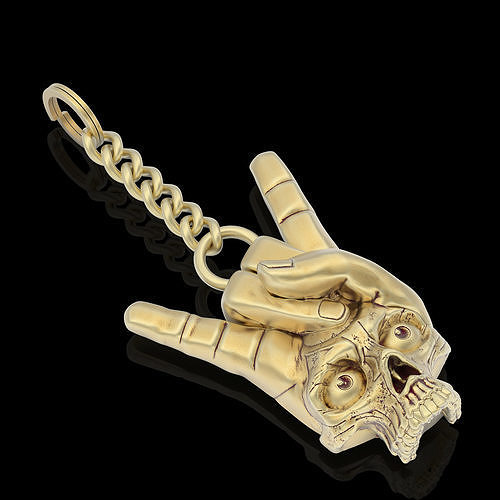 Devil horn hand skull key holder gold jewelry printable 3D 3D model 3D ...