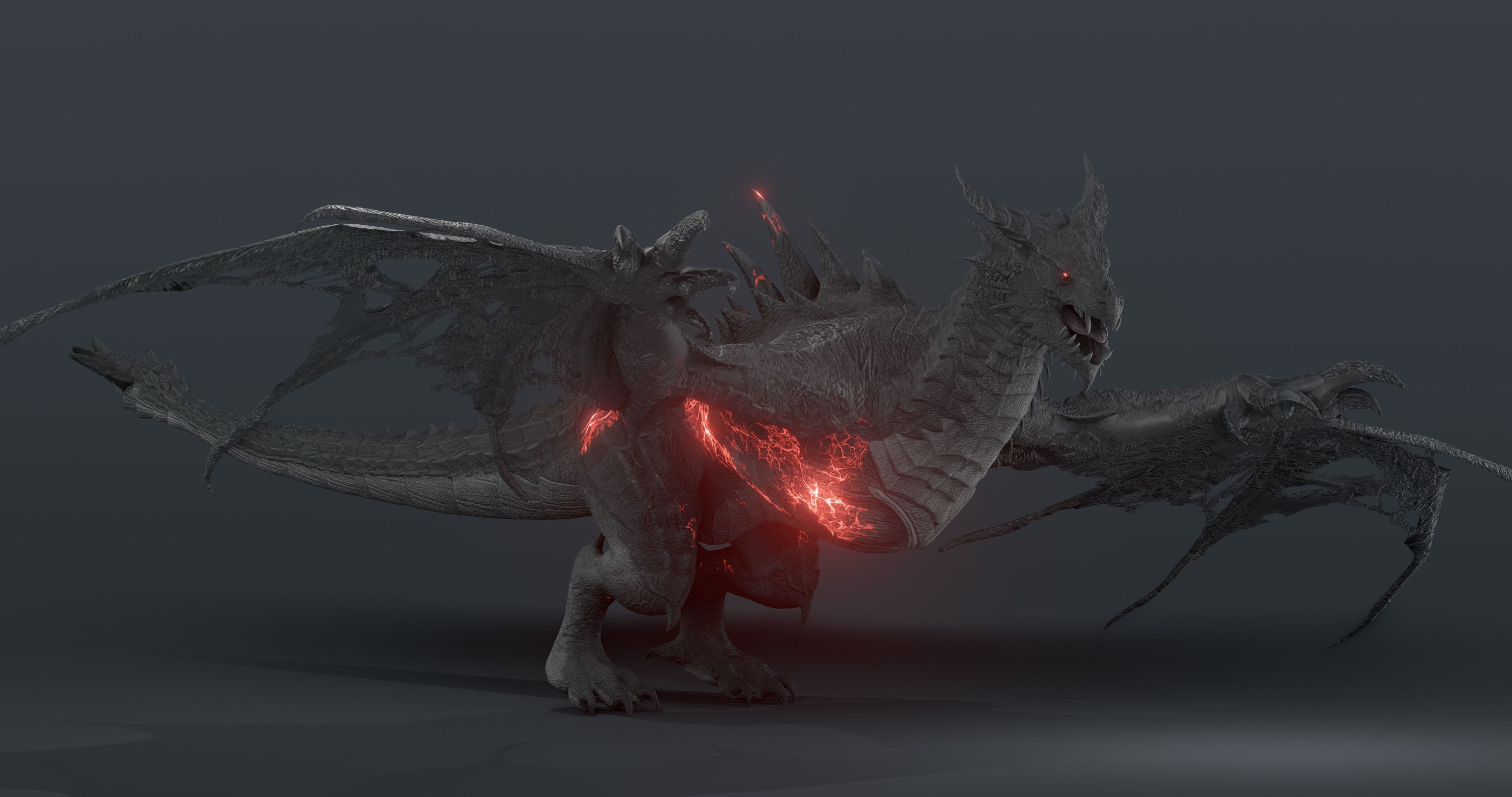 3D model Disaster dragon - rigged blender model VR / AR / low-poly ...