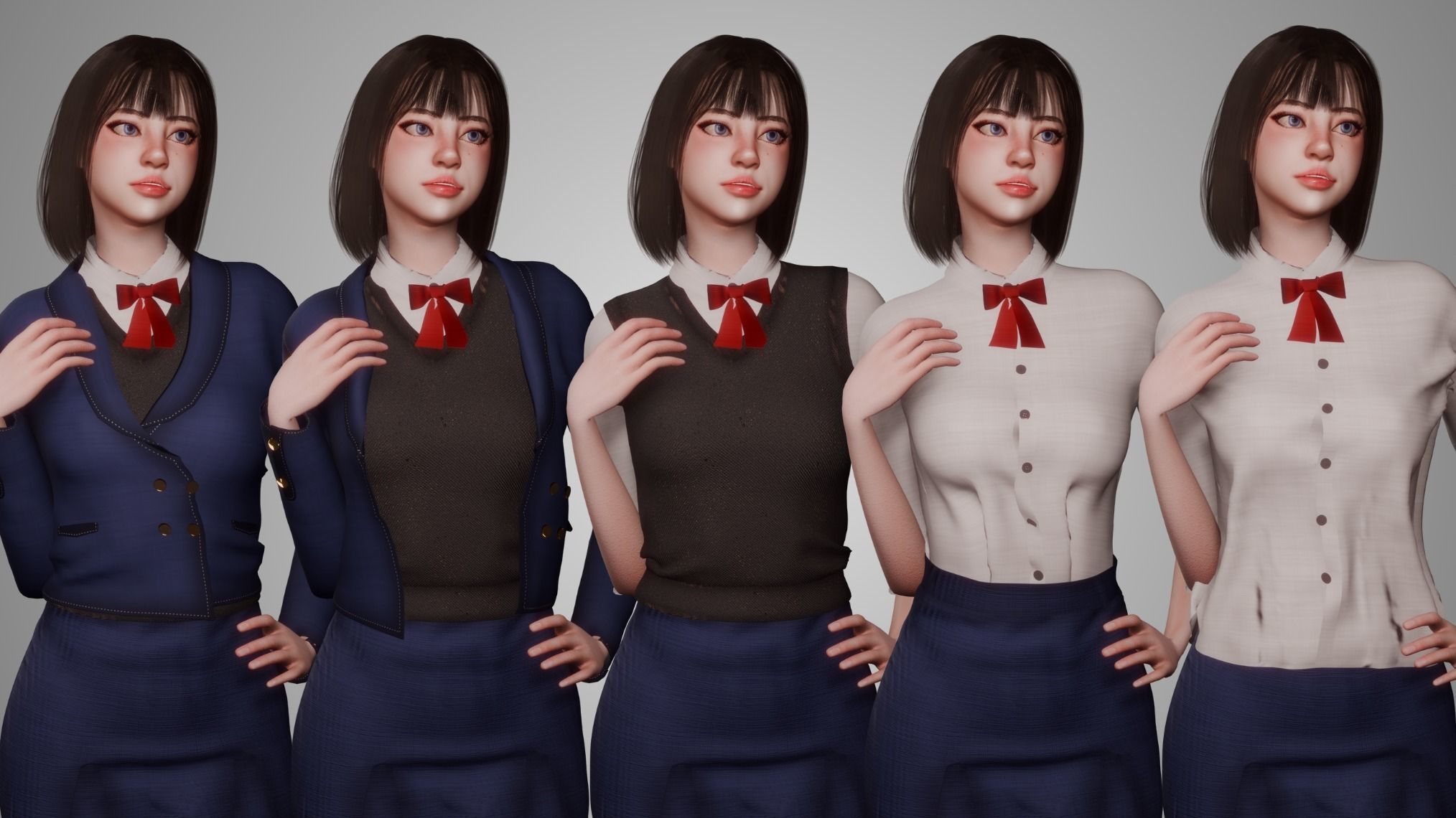 3D model Uniform Girl - GameReady VR / AR / low-poly | CGTrader