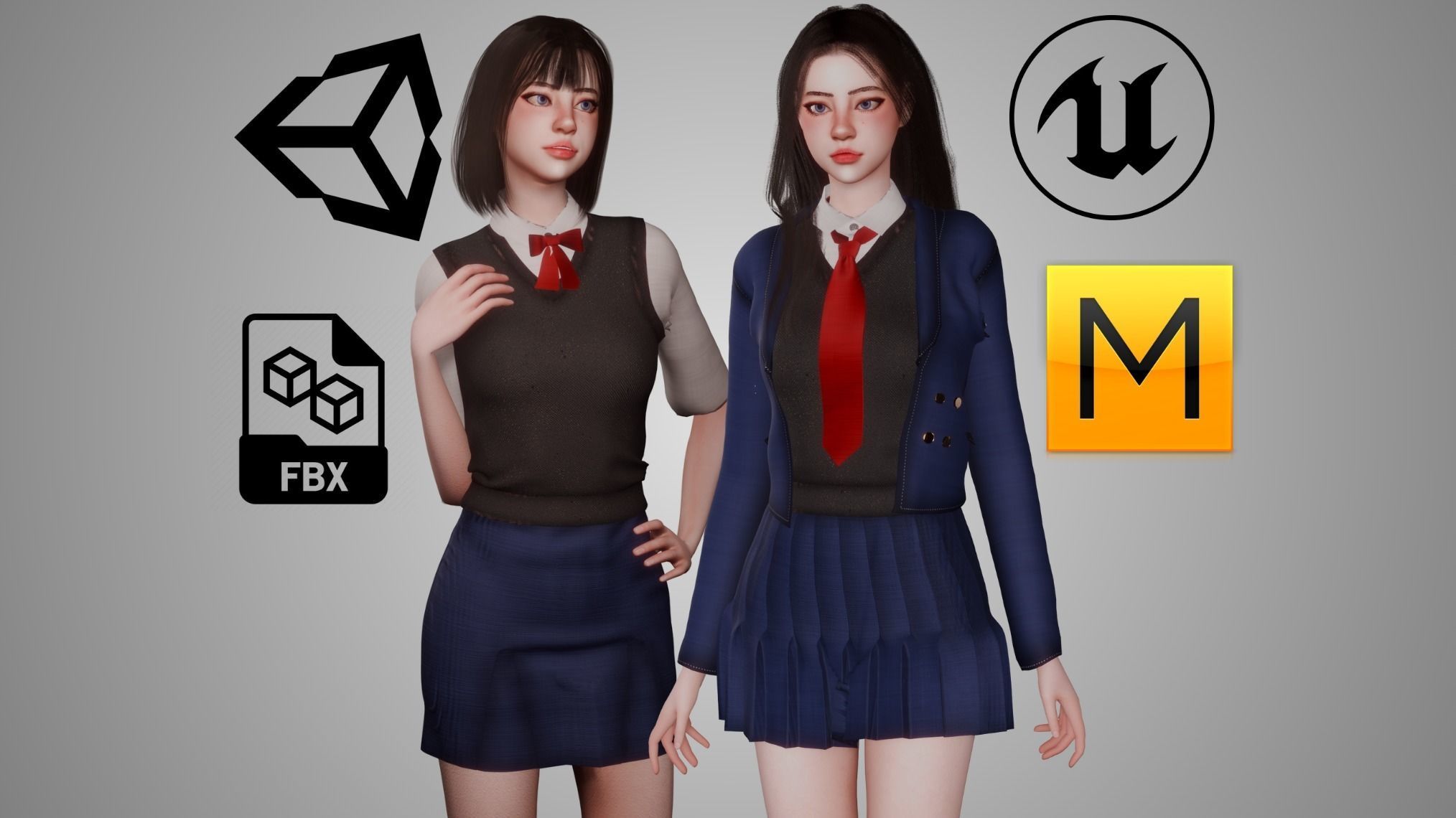 3D model Uniform Girl - GameReady VR / AR / low-poly | CGTrader