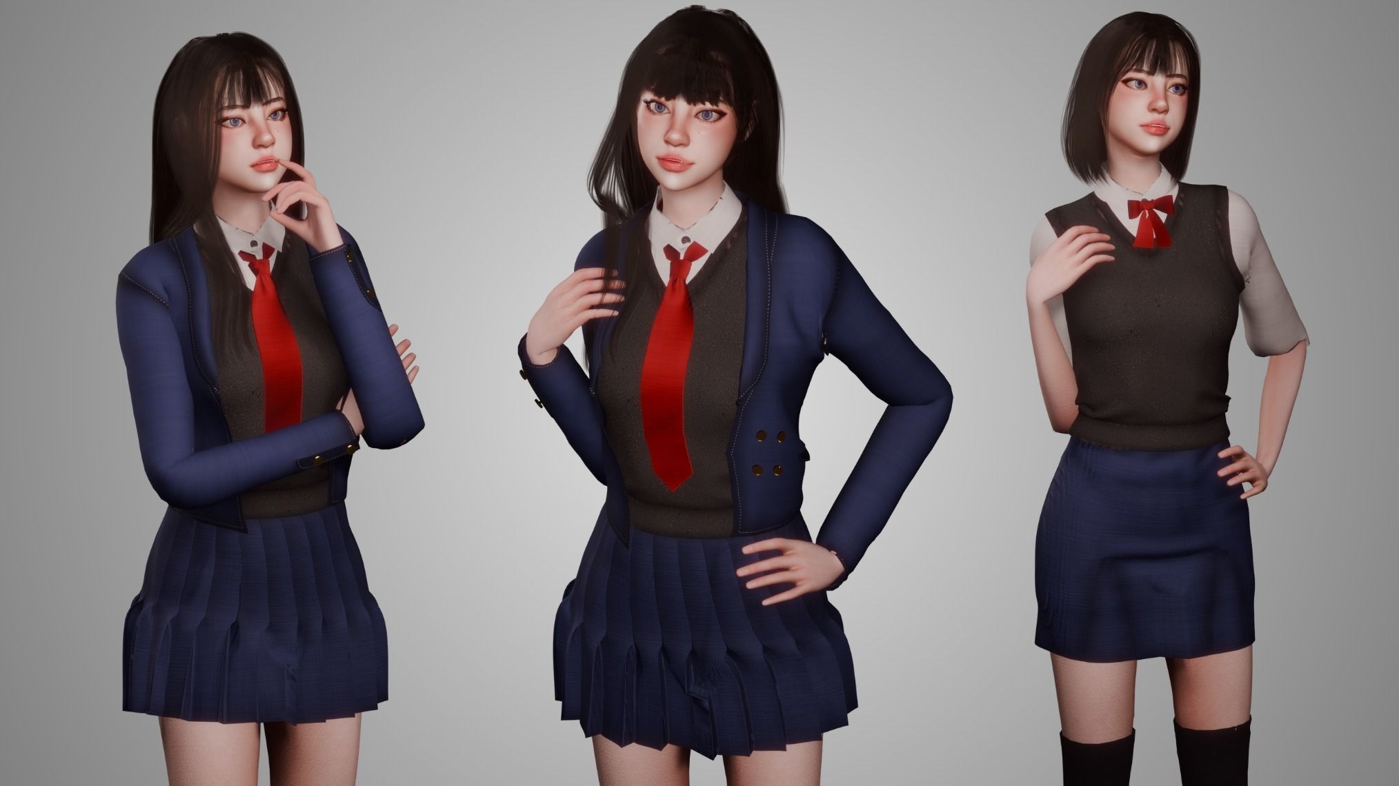 3D model Uniform Girl - GameReady VR / AR / low-poly | CGTrader