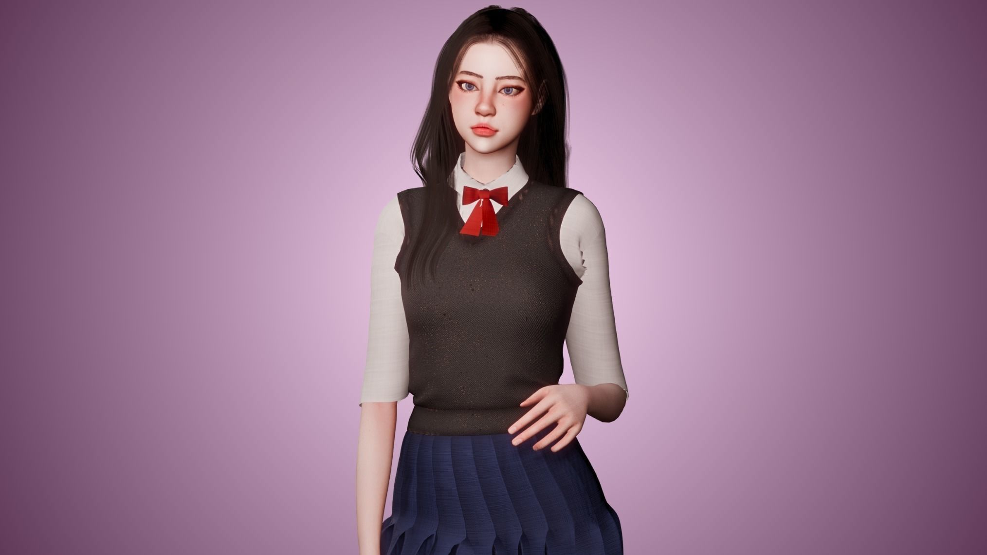 3D model Uniform Girl - GameReady VR / AR / low-poly | CGTrader