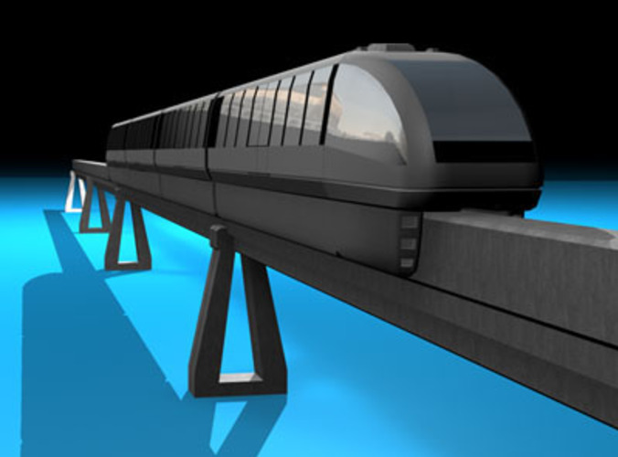 Monorail train 3D Model .obj .3ds .c4d .dxf - CGTrader.com