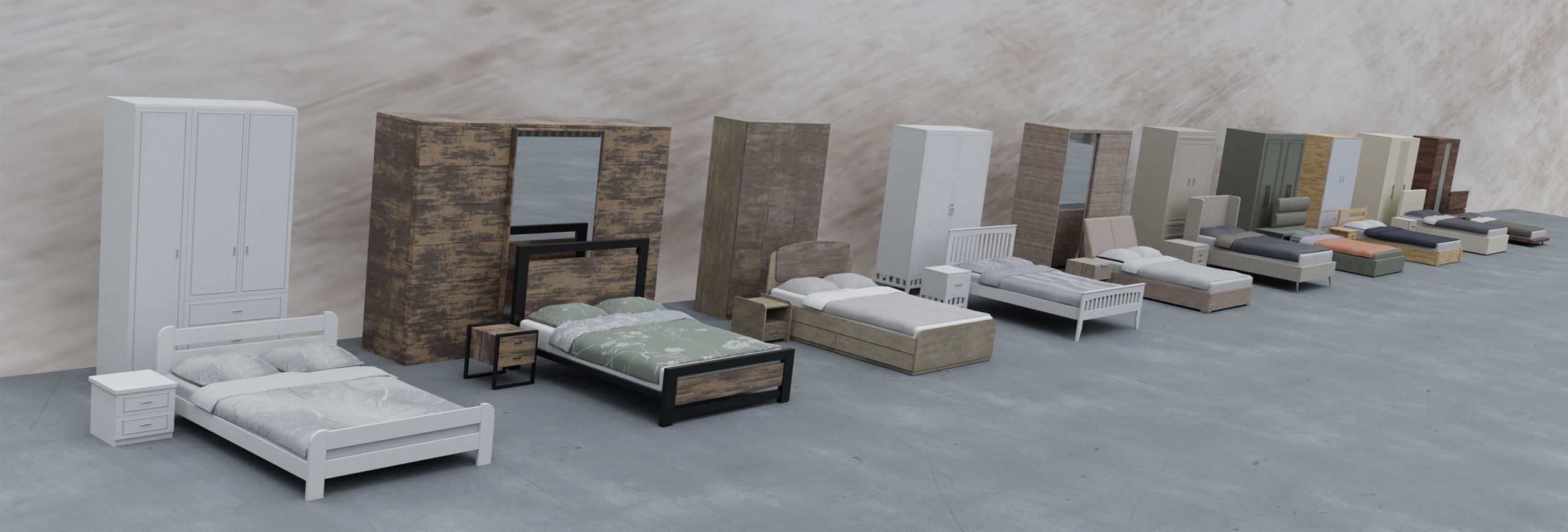 LowPoly Bedrom Furniture Pack 3D model | CGTrader