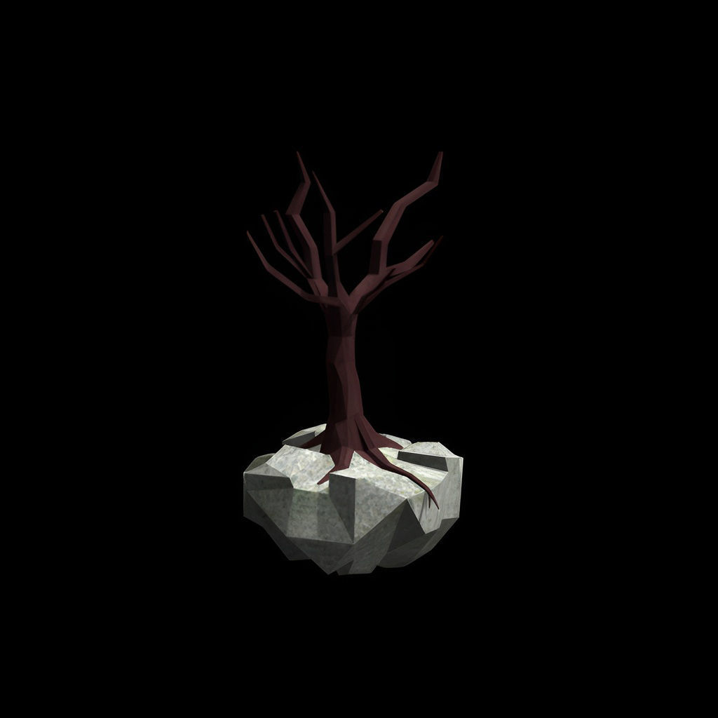 Tree in the Rock - PBR Low Poly Model free VR / AR / low-poly 3D model ...
