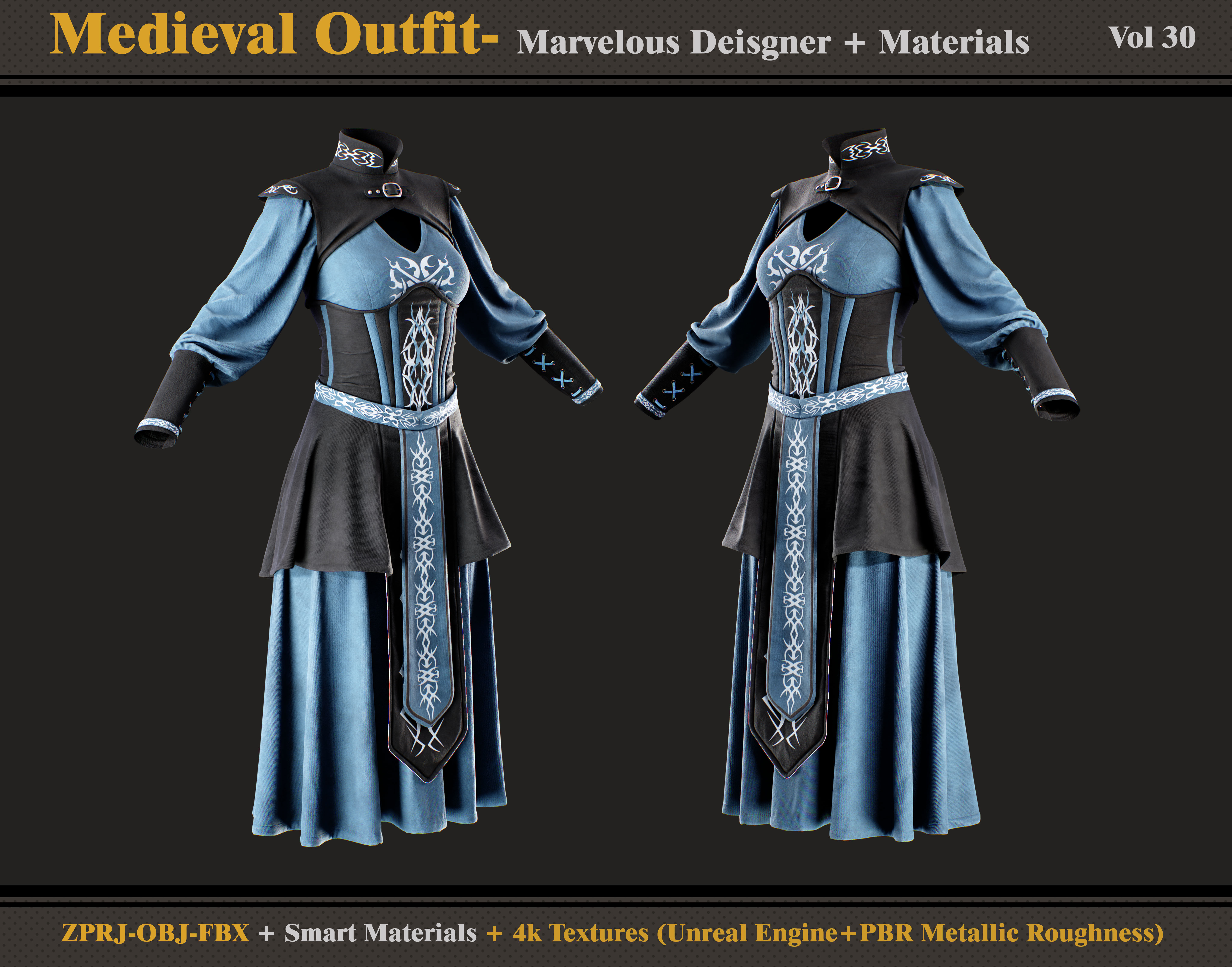 Medieval Outfit- MD- Smart Material - Textures- OBJ - FBX 3D model ...
