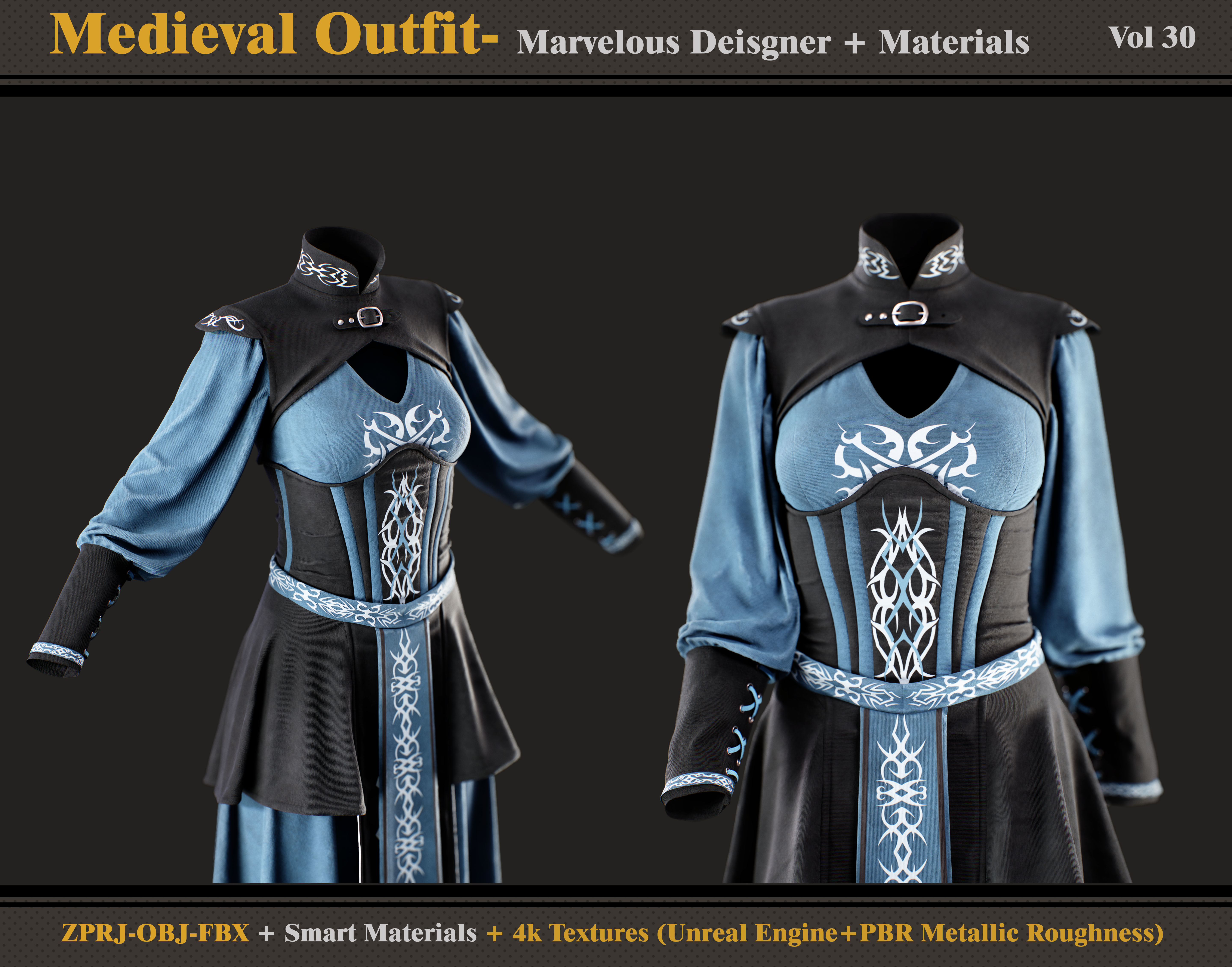 Medieval Outfit- MD- Smart Material - Textures- OBJ - FBX 3D model ...