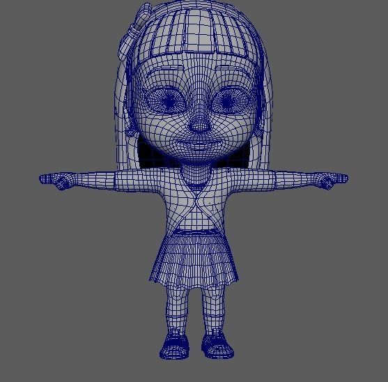 3D model Cute Cartoon Little Young Girl Character 3D Model VR / AR ...