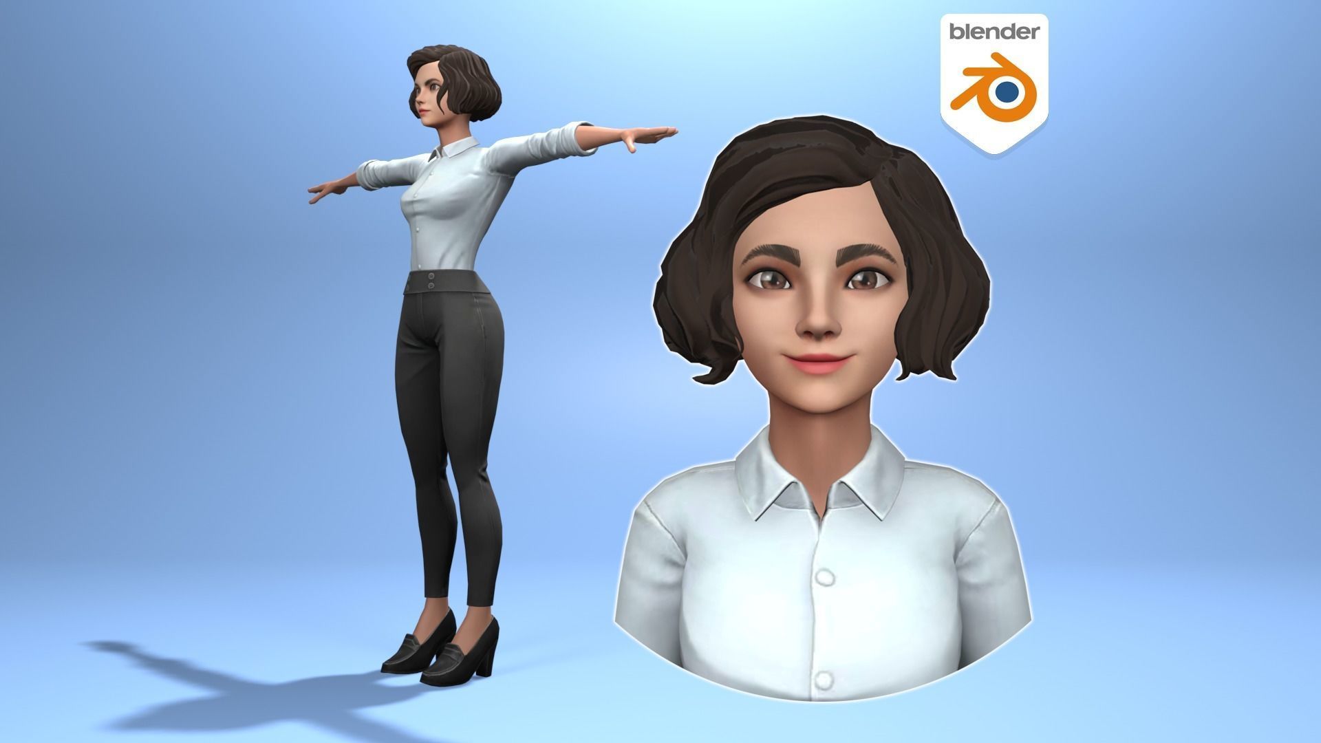 3D model Stylized Woman Sarah T-pose VR / AR / low-poly | CGTrader